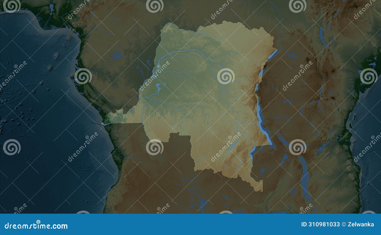 Congo Highlighted On A White Simplified 3D World Map. Digital 3D Render ...