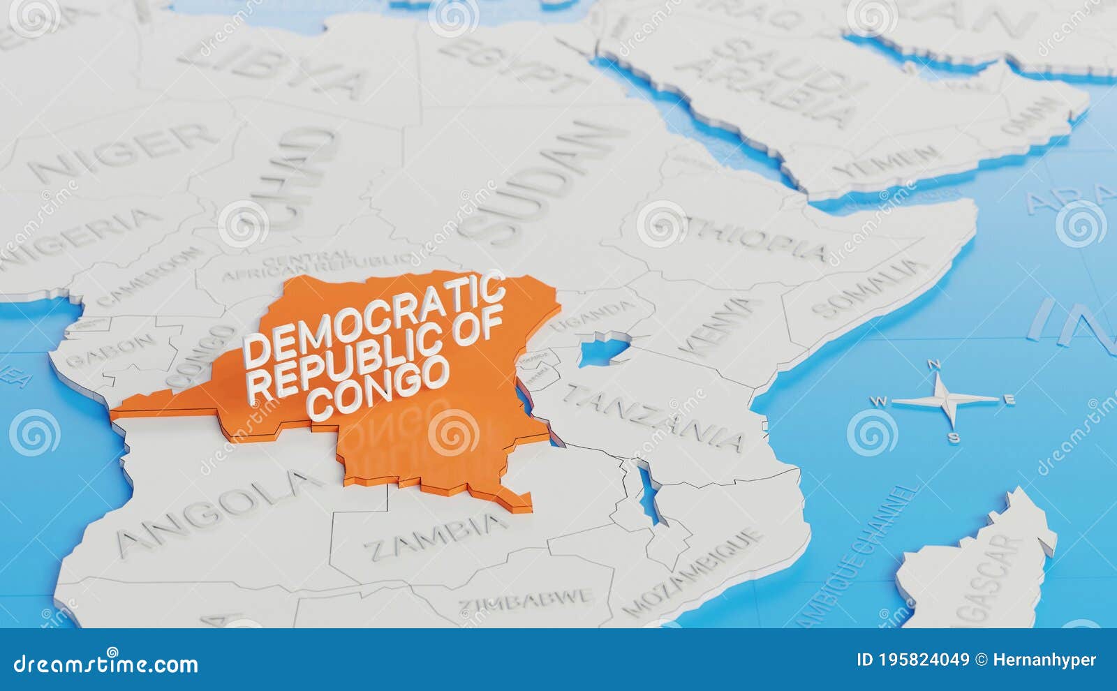 DR Congo Map Highlighted In DROC Flag Colors Vector Illustration ...