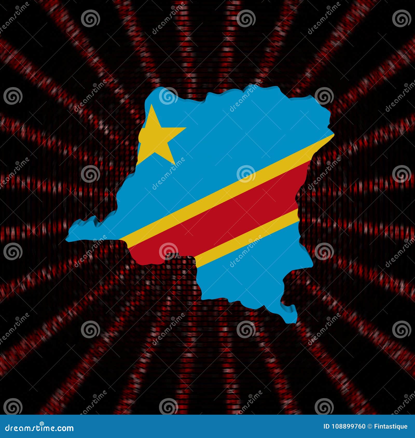 Democratic Republic Congo Map Flag on Red Hex Code Burst Illustration ...