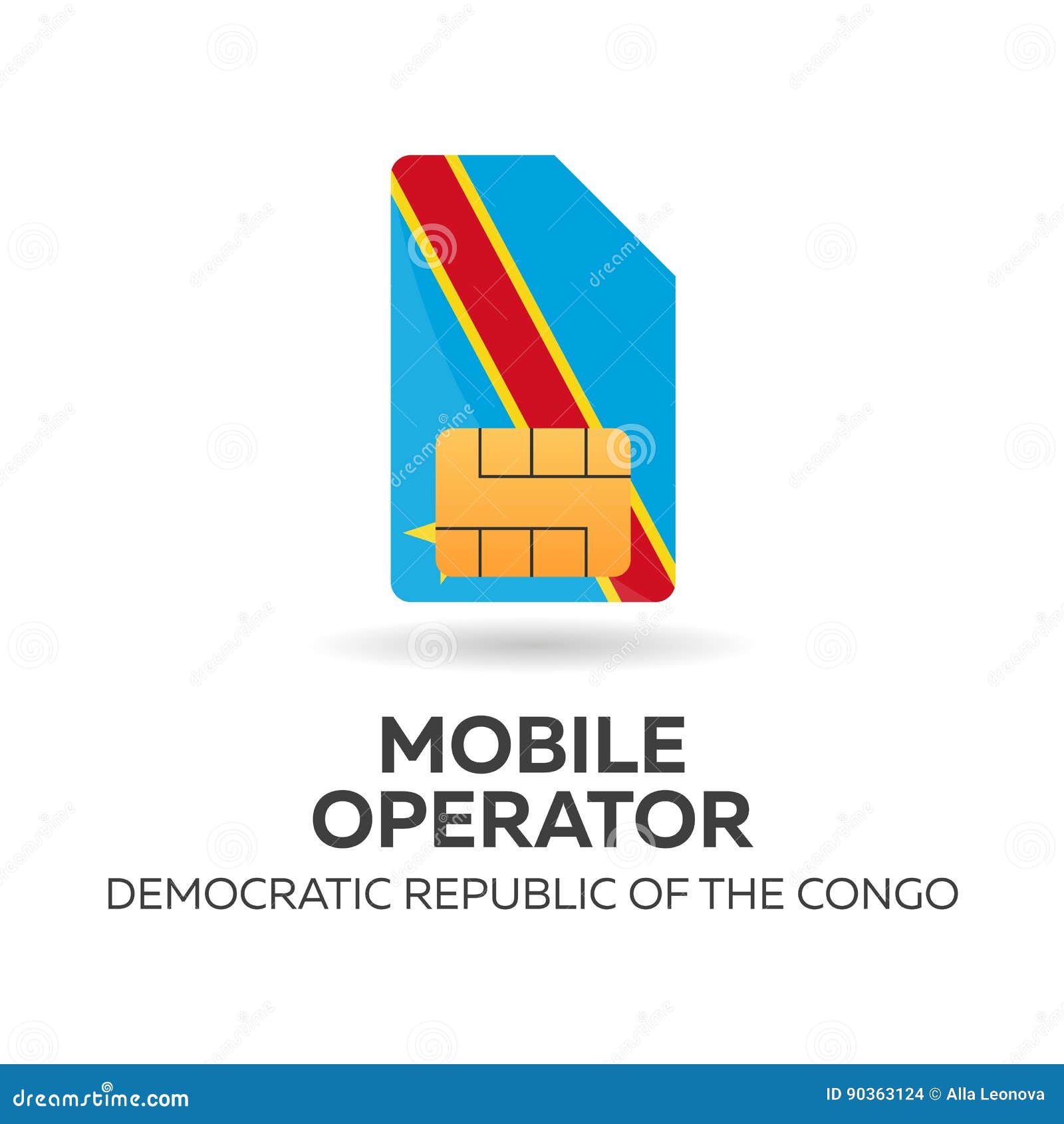 Democratic Republic of the Congo Mobile Operator. SIM Card with Flag ...