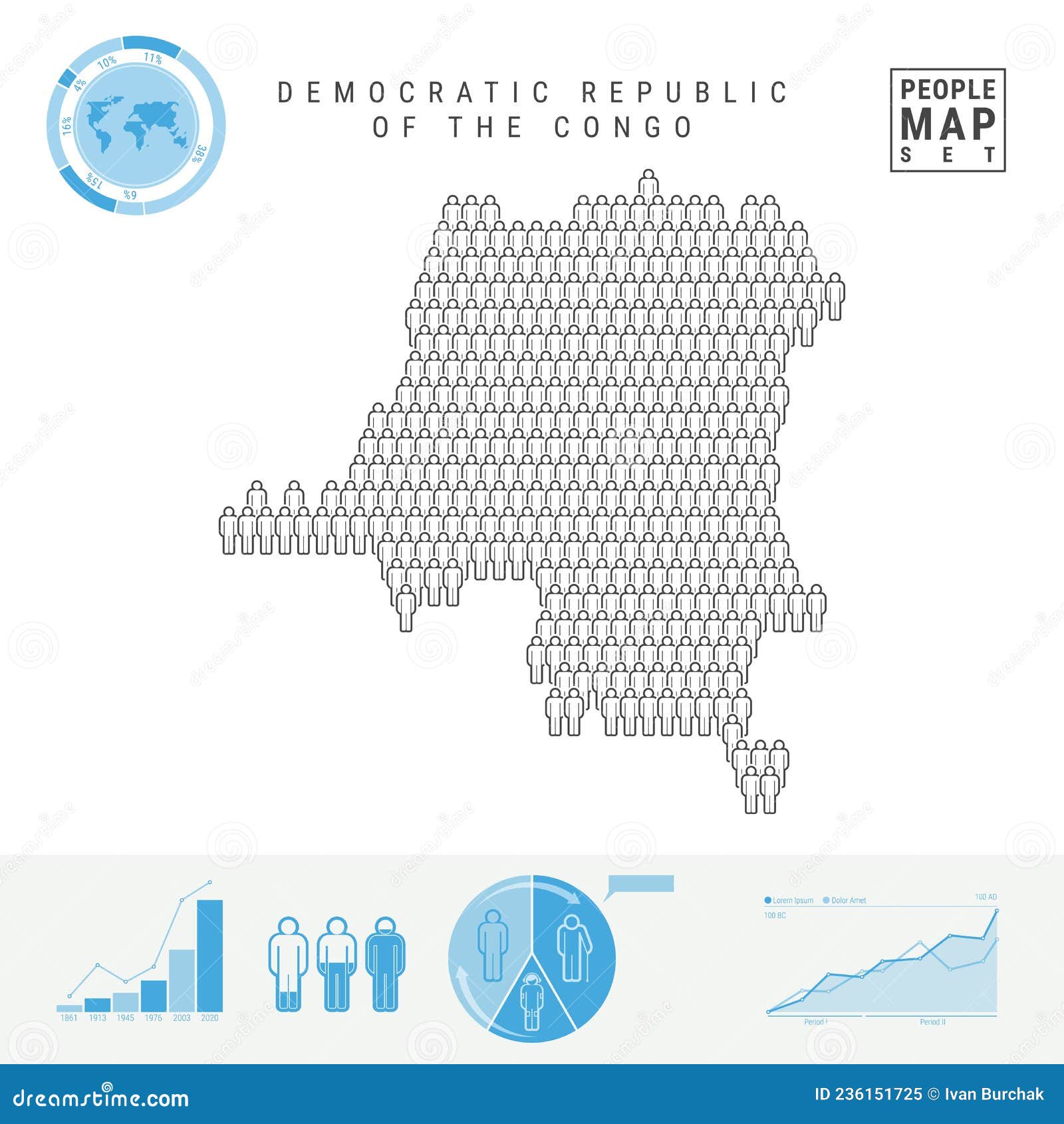 Democratic Republic of the Congo People Icon Map. Stylized Vector ...