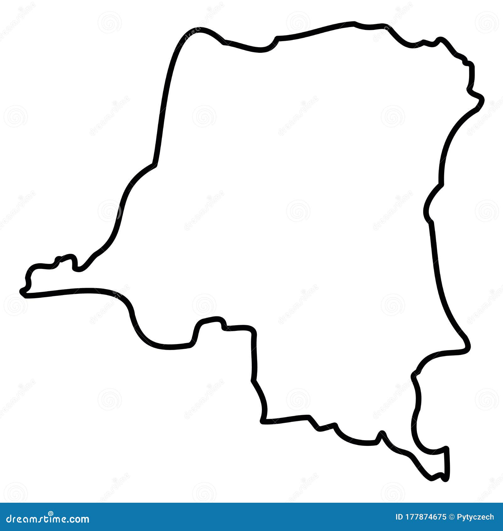 Democratic Republic of the Congo - Solid Black Outline Border Map of ...