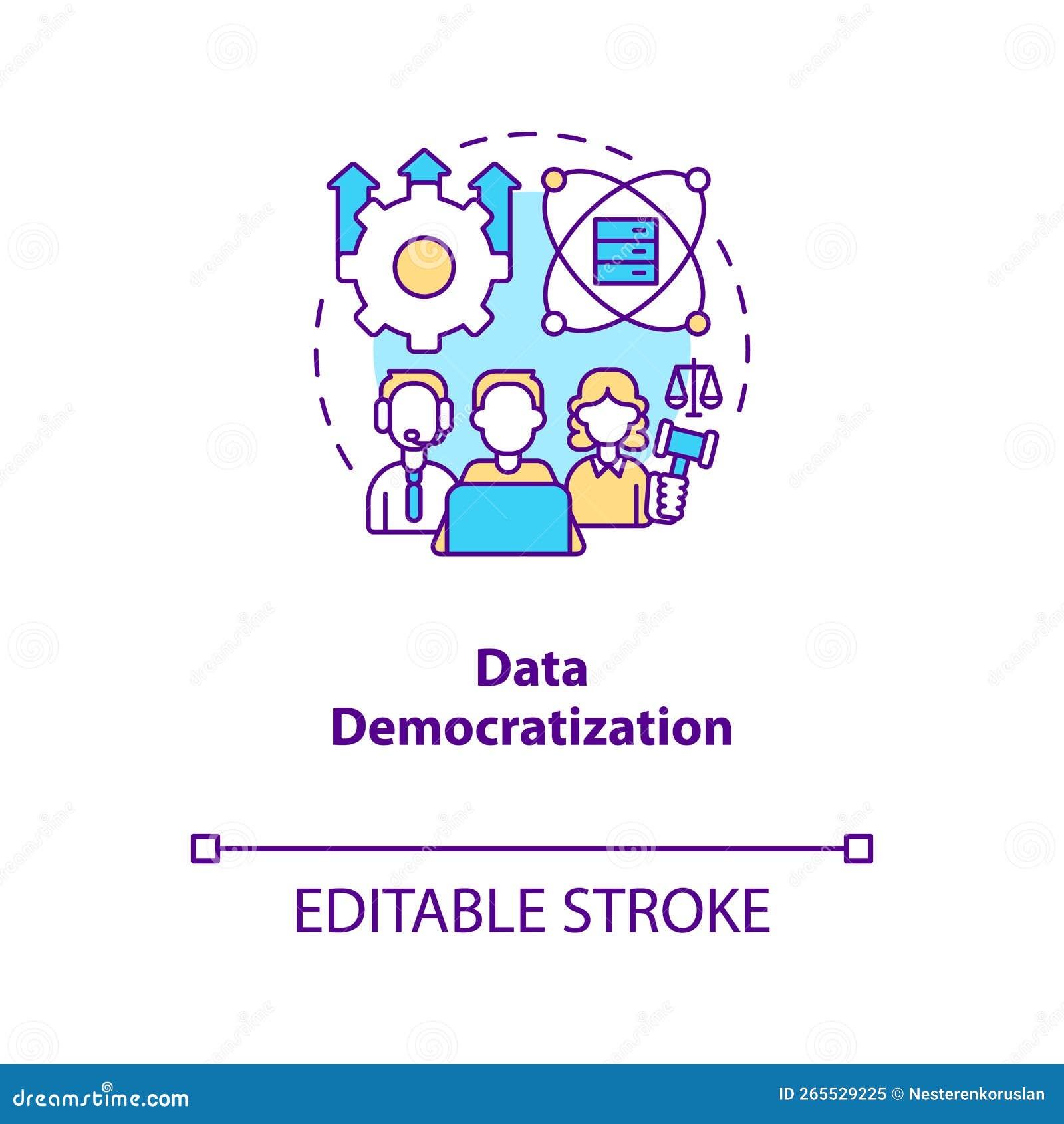2d Data Democratization Concept Linear Icon Vector Illustration