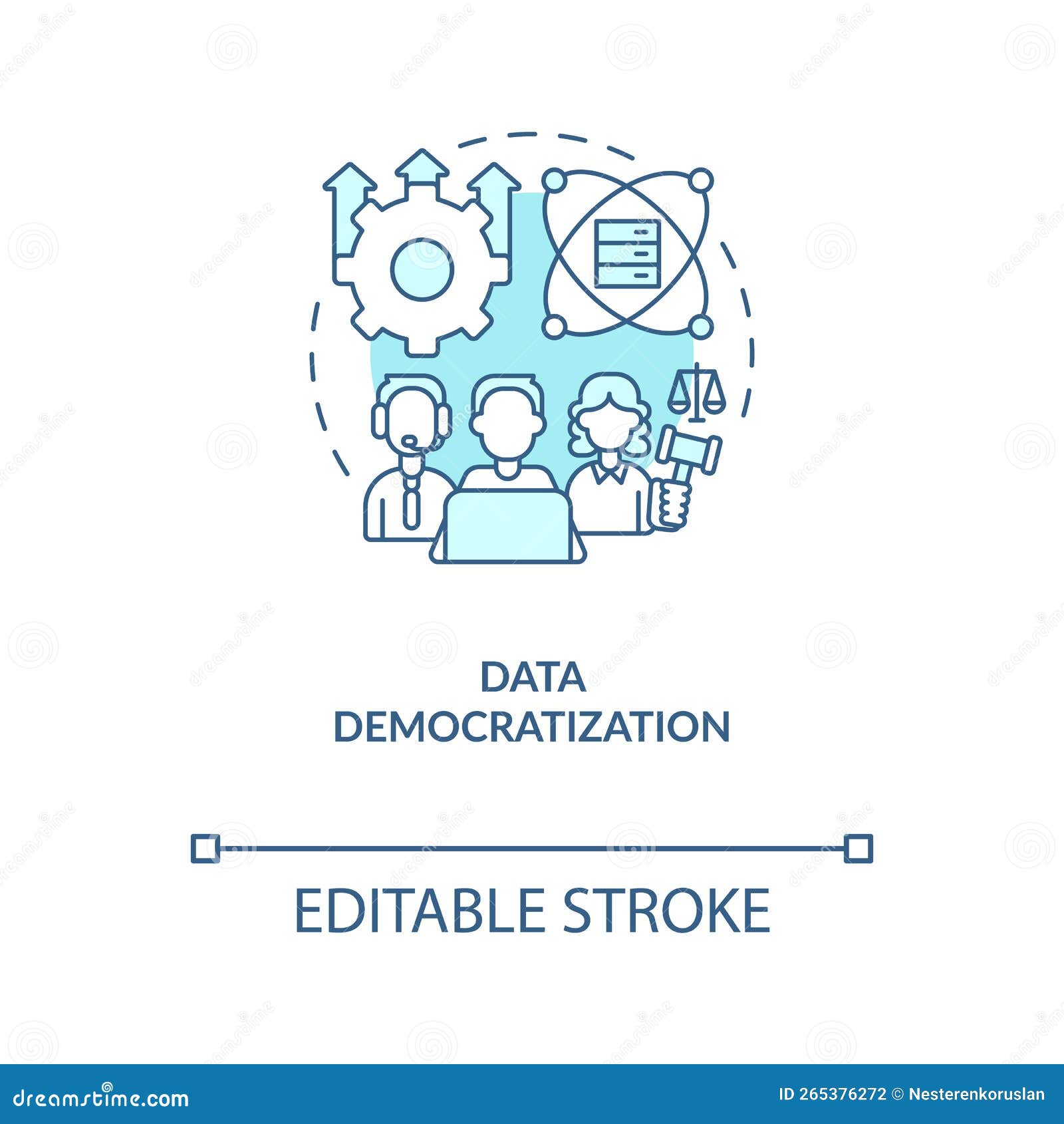 2d Data Democratization Layout With Linear Icons Cartoon Vector