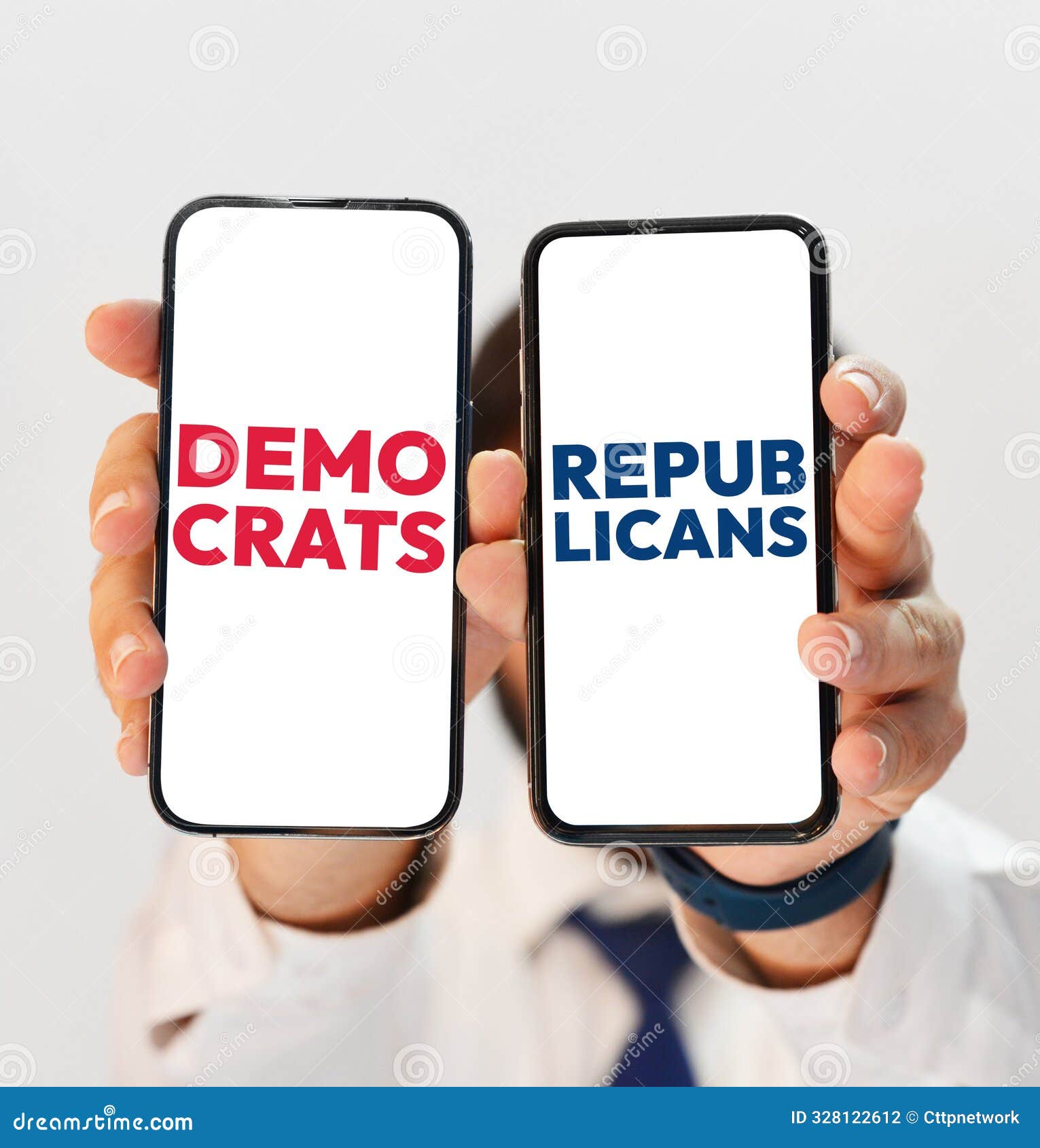 Democrats Vs Republicans Concept Background with Typography on Mobile ...