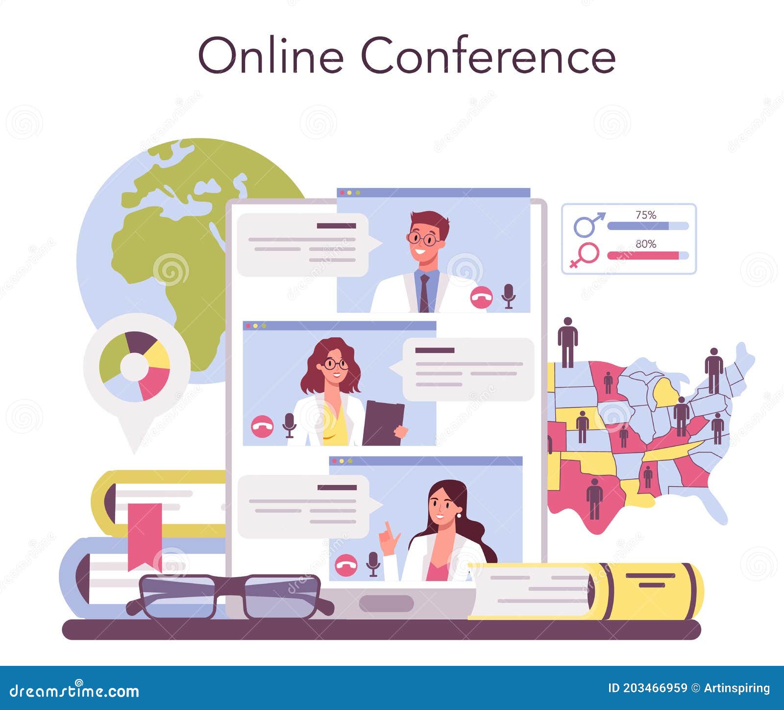 Demographer Online Service or Platform. Scientist Studying Population ...