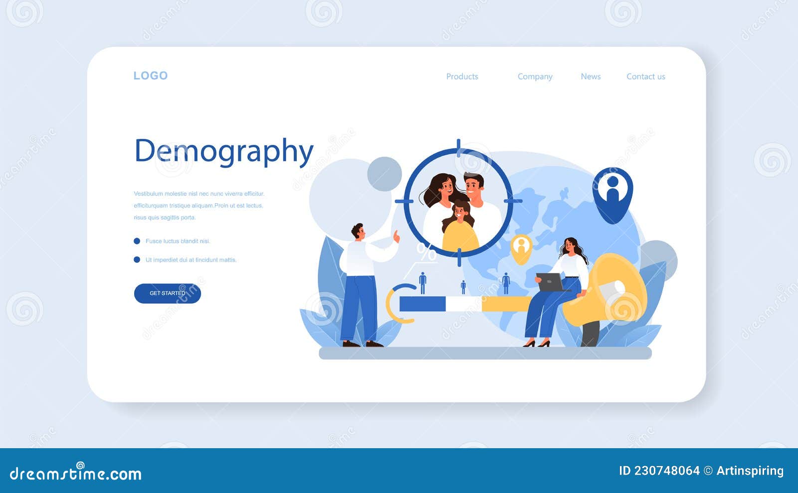 Demographer Web Banner or Landing Page. Scientist Studying Population ...