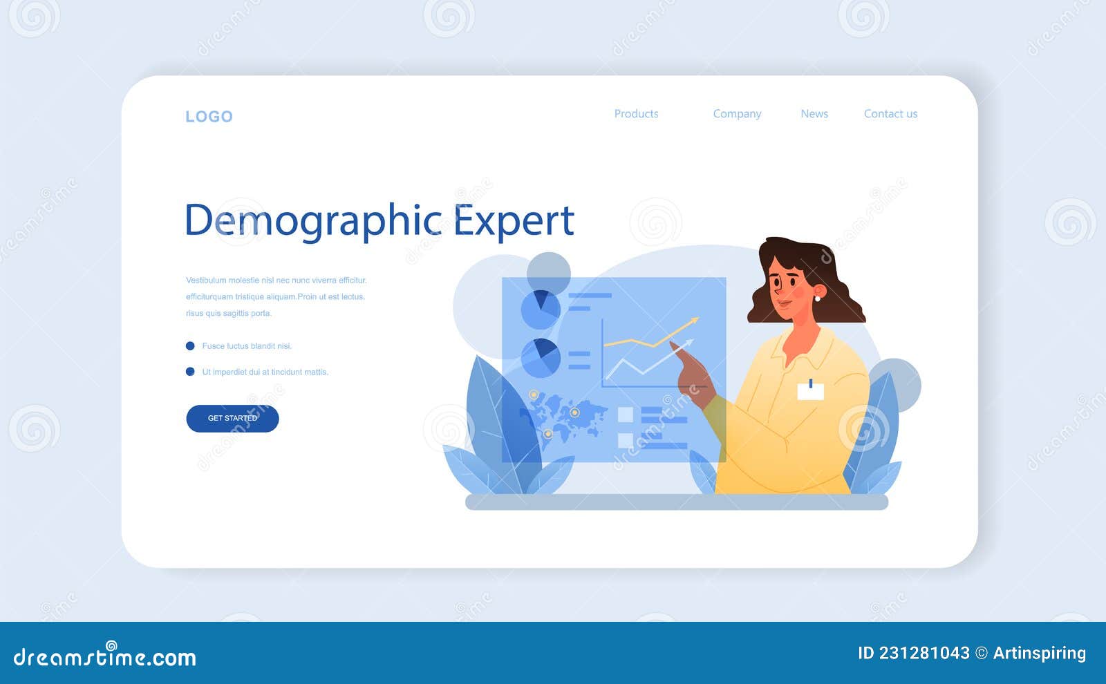 Demographer Web Banner or Landing Page. Scientist Studying Population ...