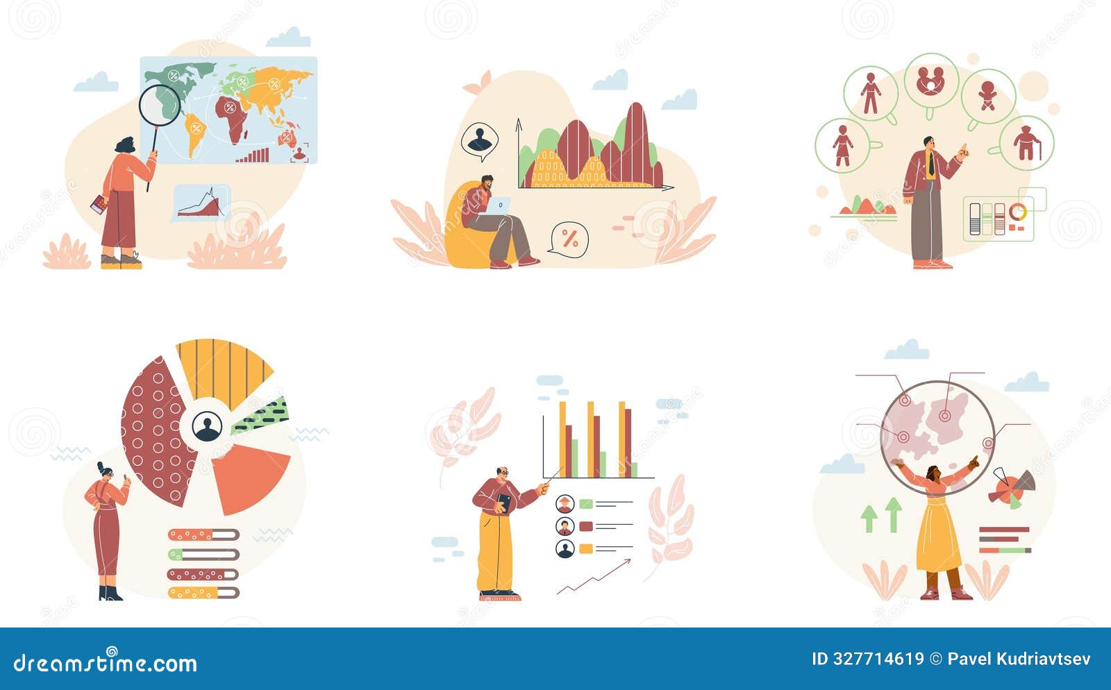 Demographic Analytics Vector Set Stock Vector - Illustration of ...