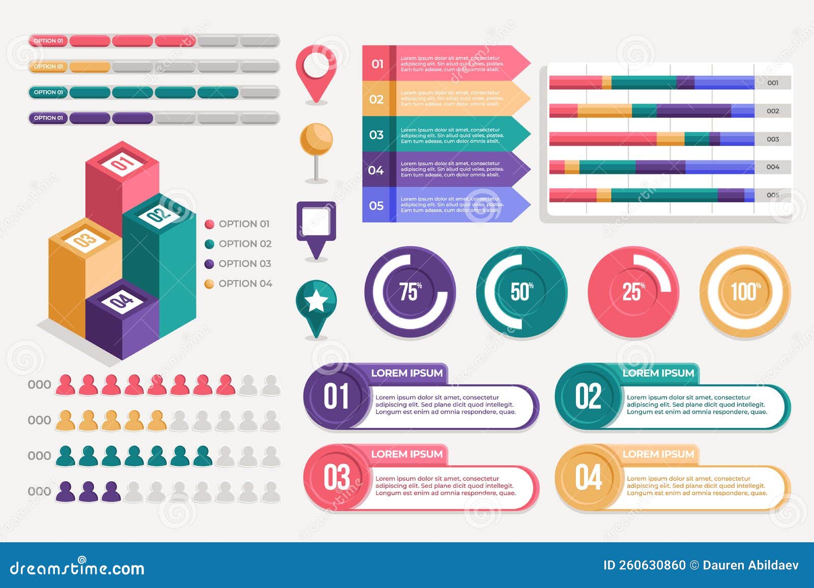 Demographic Chart Infographic Design Template Vector Illustration ...