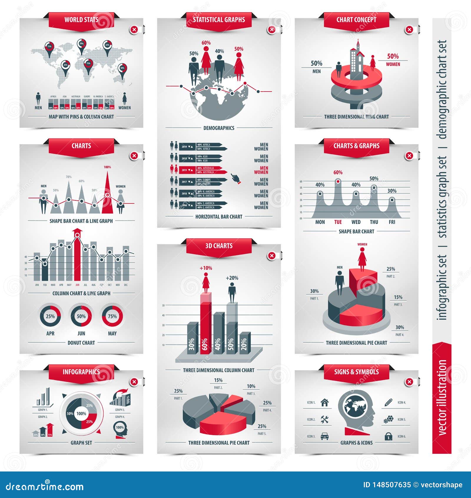 Demographic Charts and Graphs Stock Vector - Illustration of icon ...