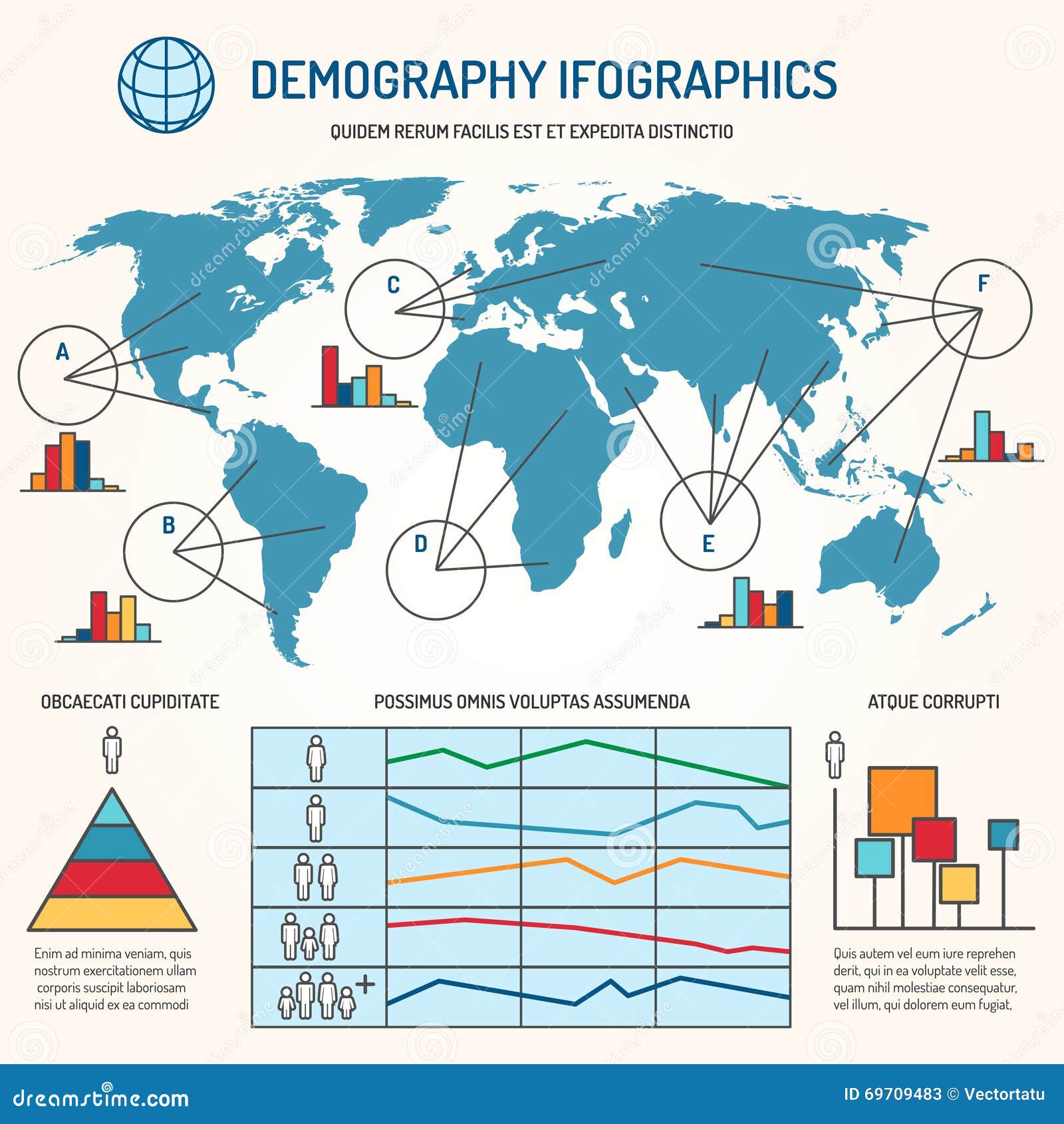 Demographic Infographics Vector Template Stock Vector - Illustration of ...