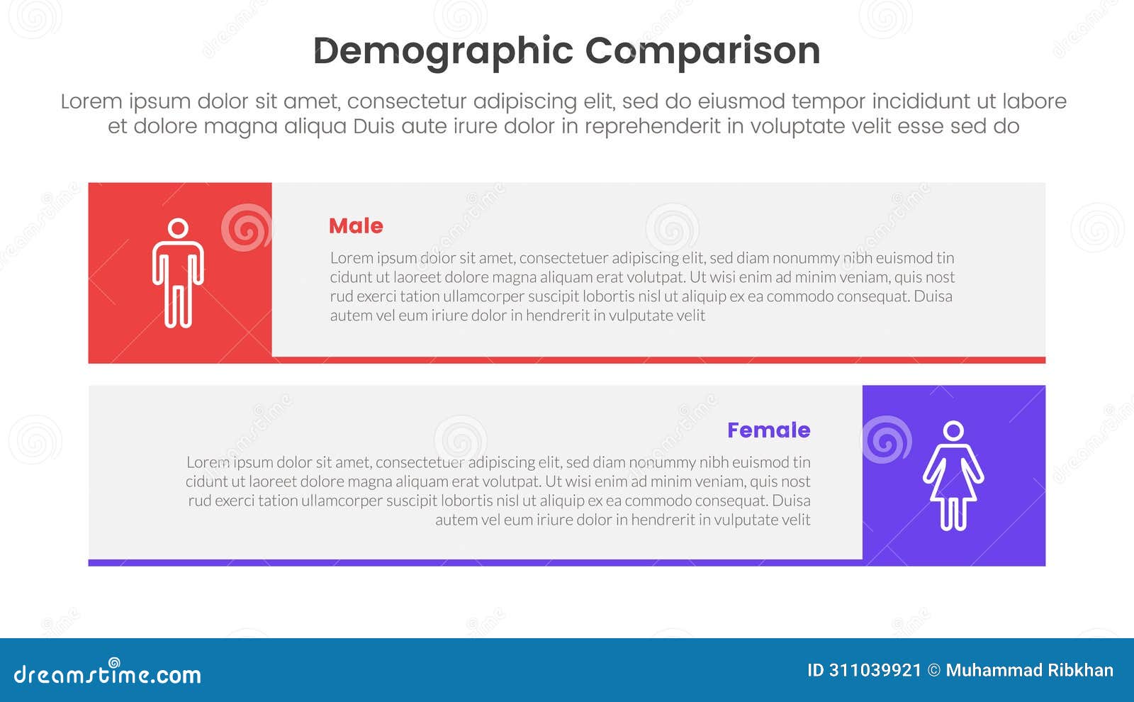 Demographic Man Vs Woman Comparison Concept for Infographic Template ...