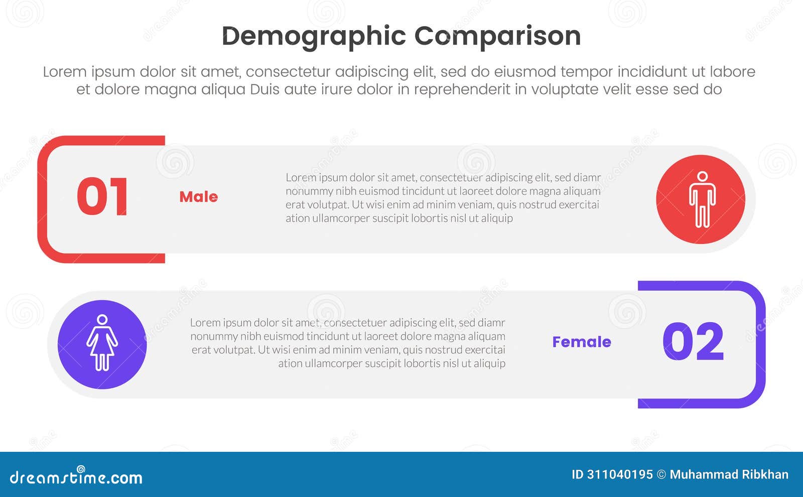 Demographic Man Vs Woman Comparison Concept for Infographic Template ...
