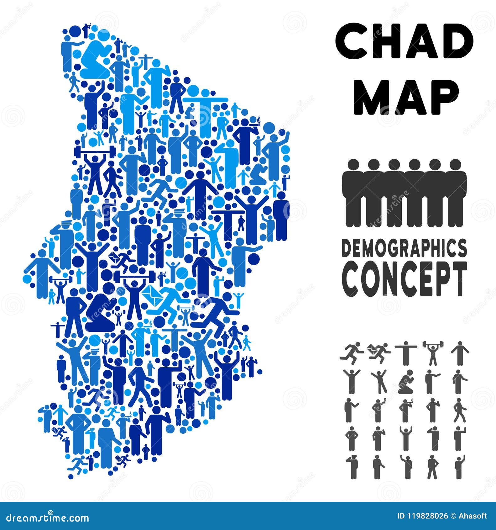 Demographics Chad Map illustrazione vettoriale. Illustrazione di ...