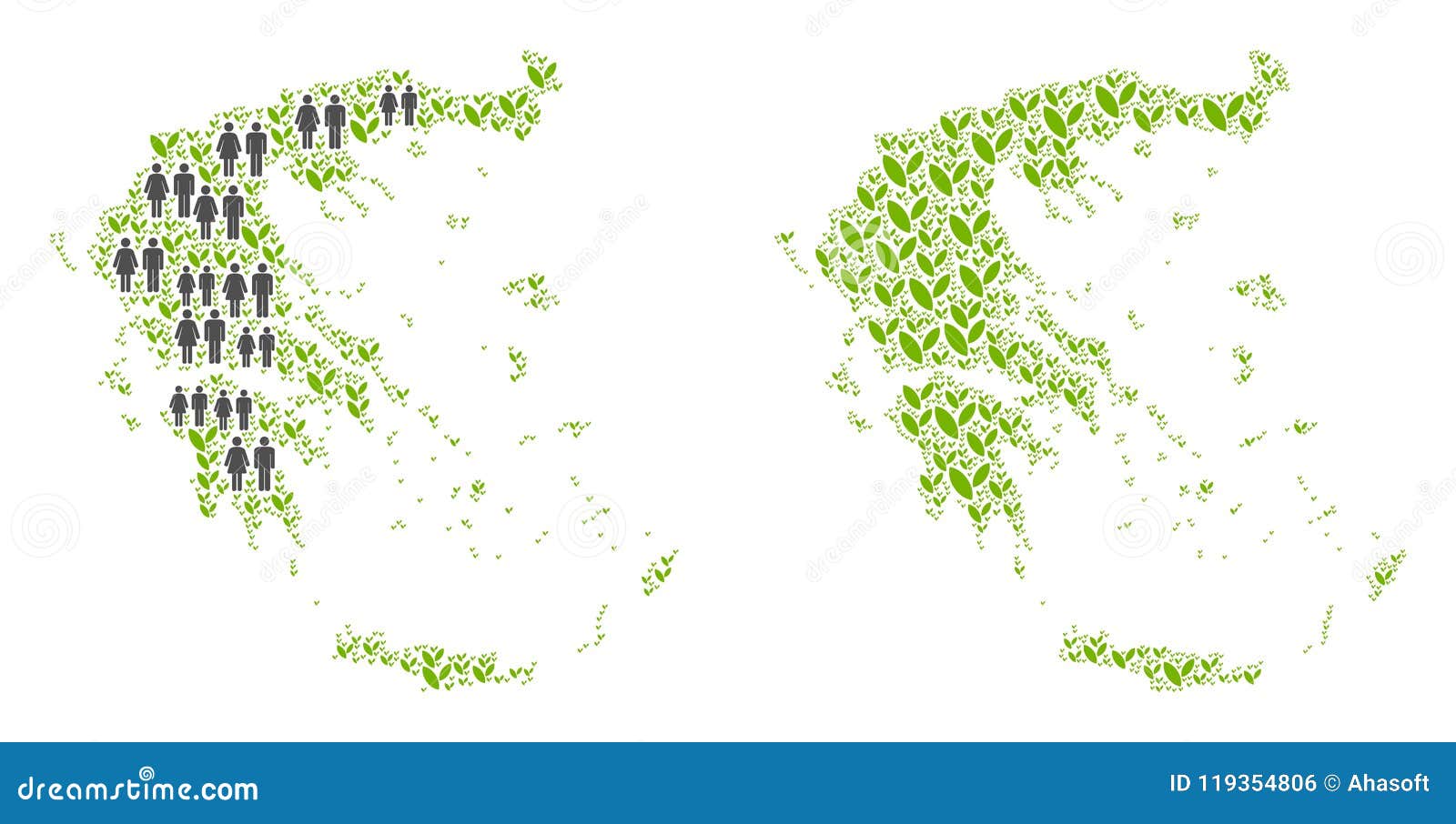 Demographics and Flora Greece Map Stock Vector - Illustration of lady ...