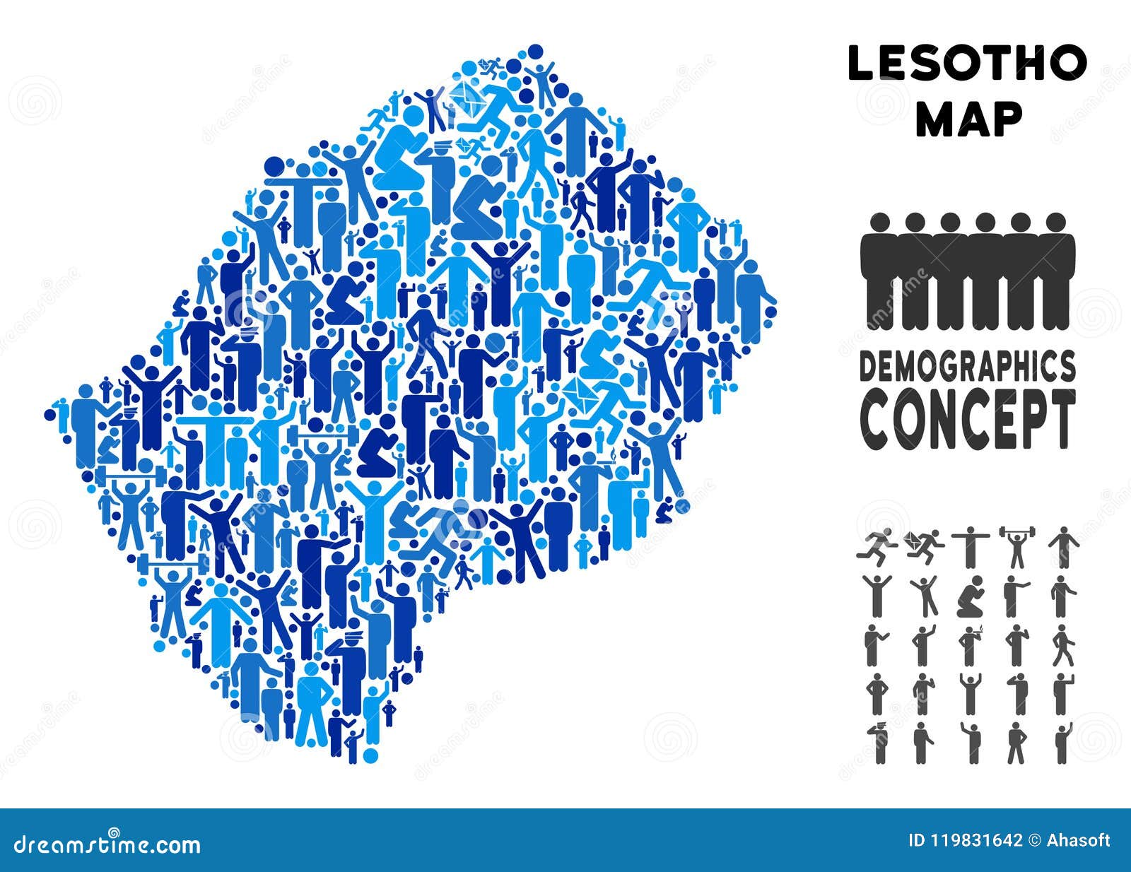 Demographics Lesotho Map stock vector. Illustration of area - 119831642