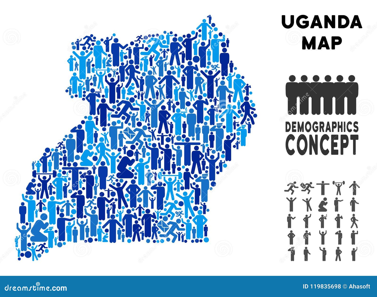 Demographie-Uganda-Karte vektor abbildung. Illustration von ...