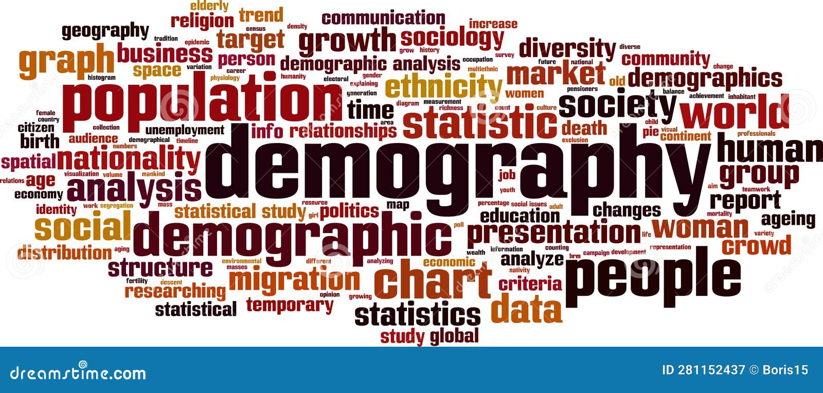 Demography word cloud stock vector. Illustration of analysis - 281152437