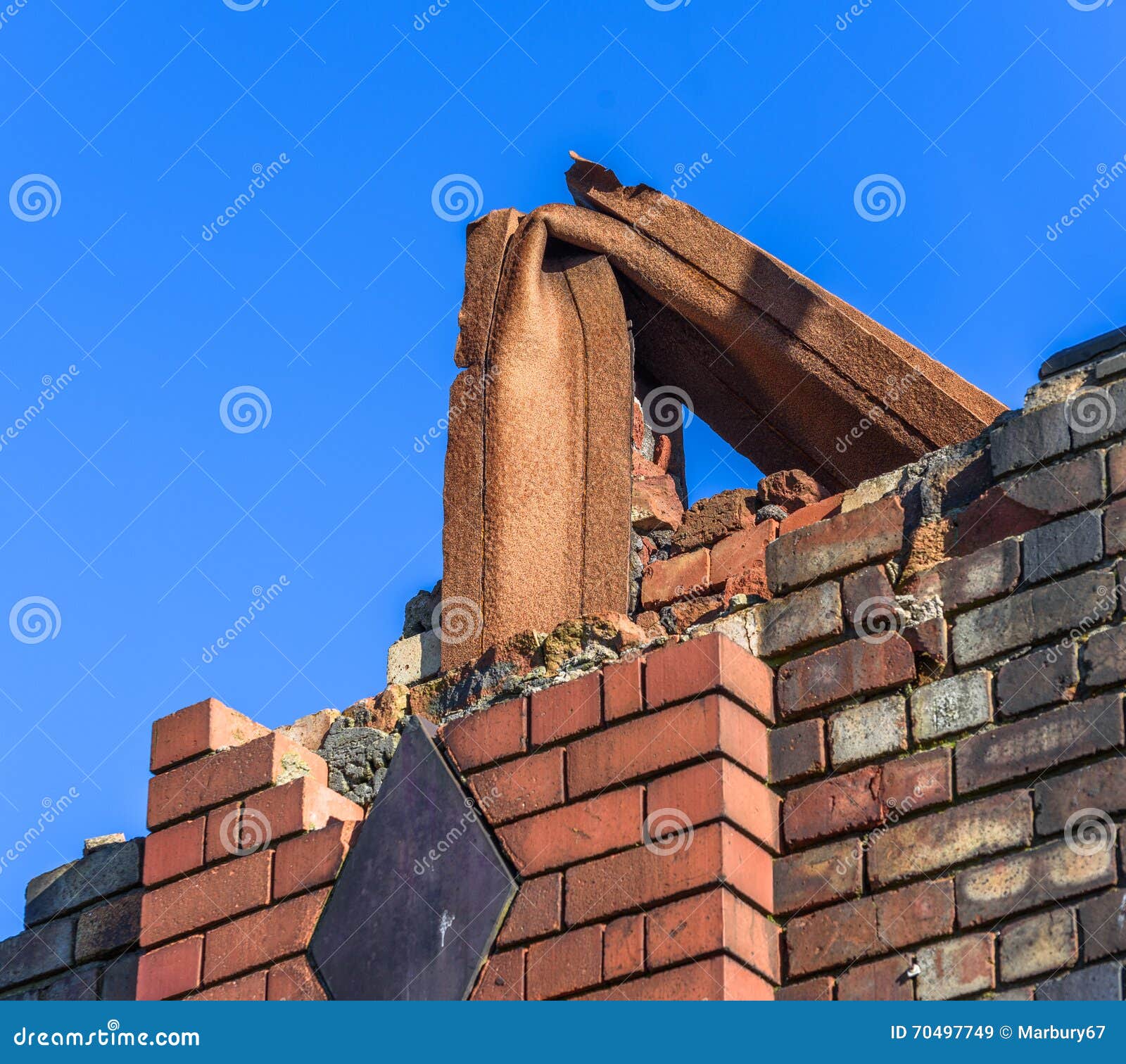 Demolished Brick Building stock image. Image of abandoned - 70497749