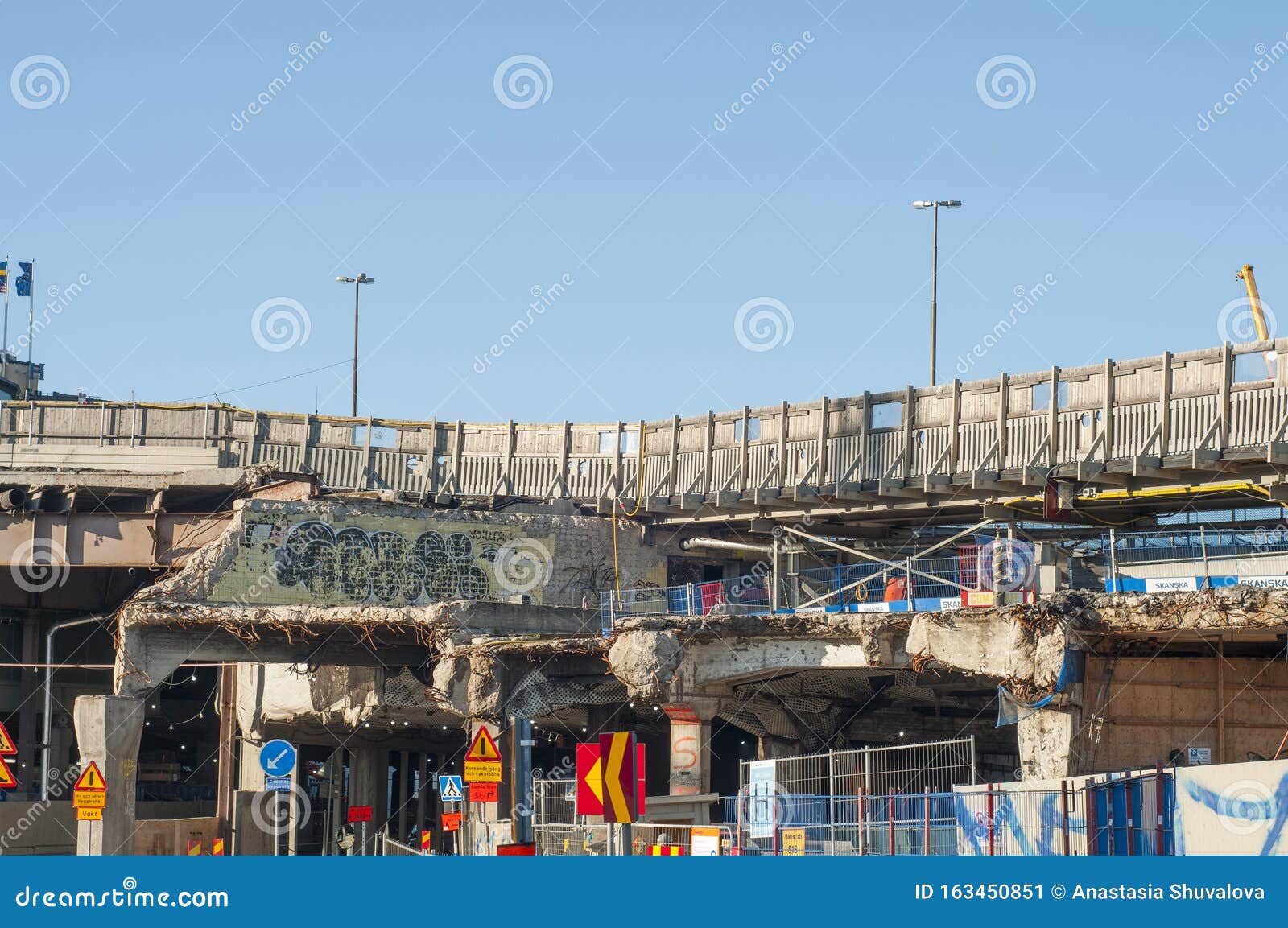 Demolished Bridge. Destroyed Building. Demolition of the Structure ...