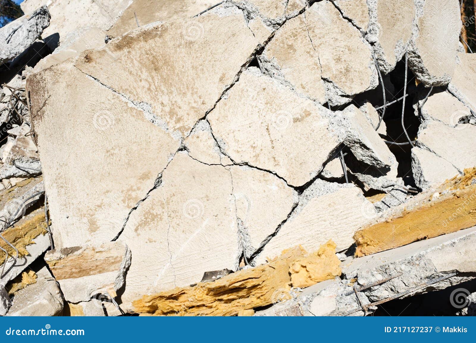 Detail of a Collapsed Wall at a Building Demolition Site Stock Image ...