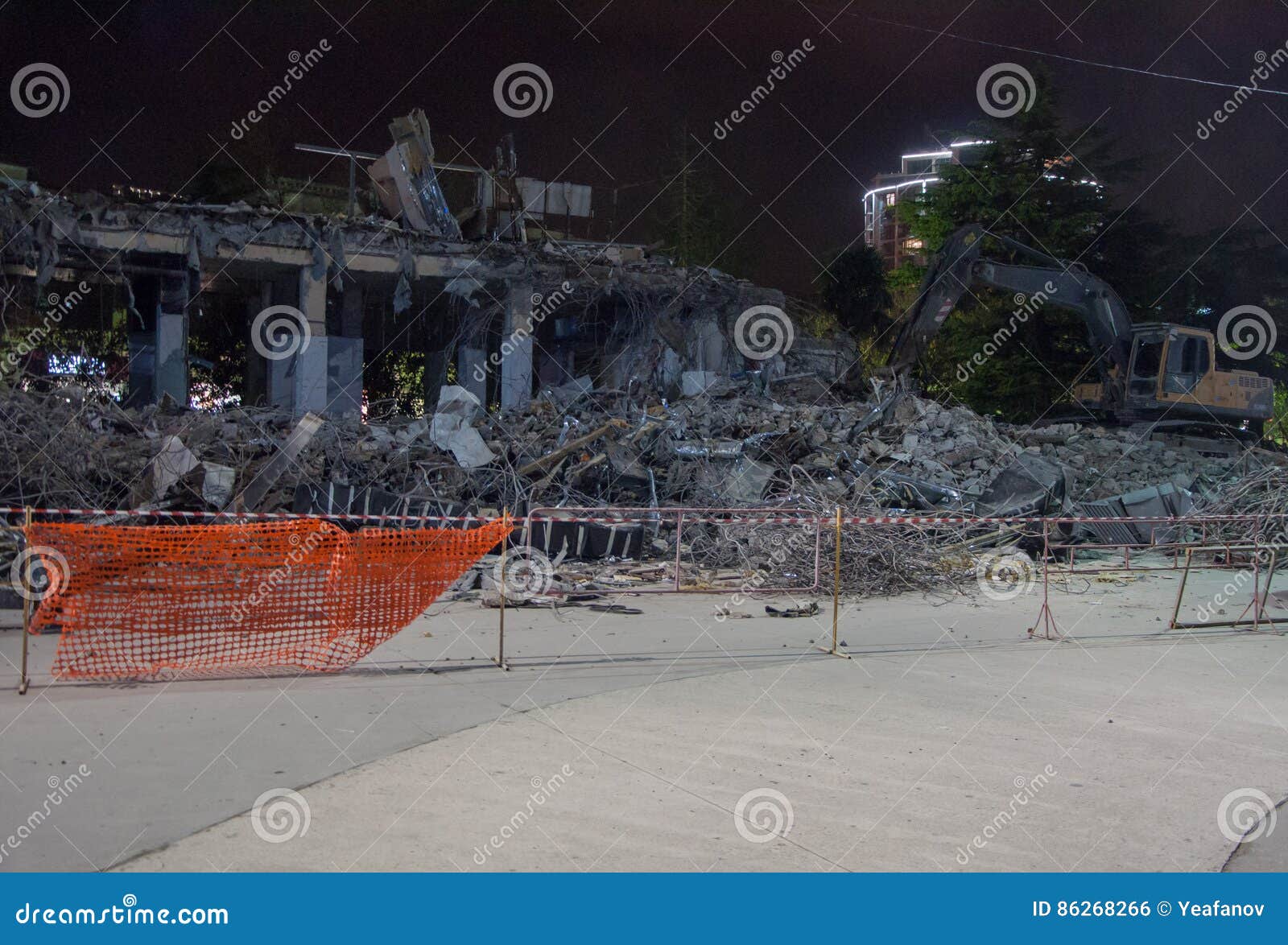 Demolished Buildings at Night Stock Photo - Image of ruined, fall: 86268266