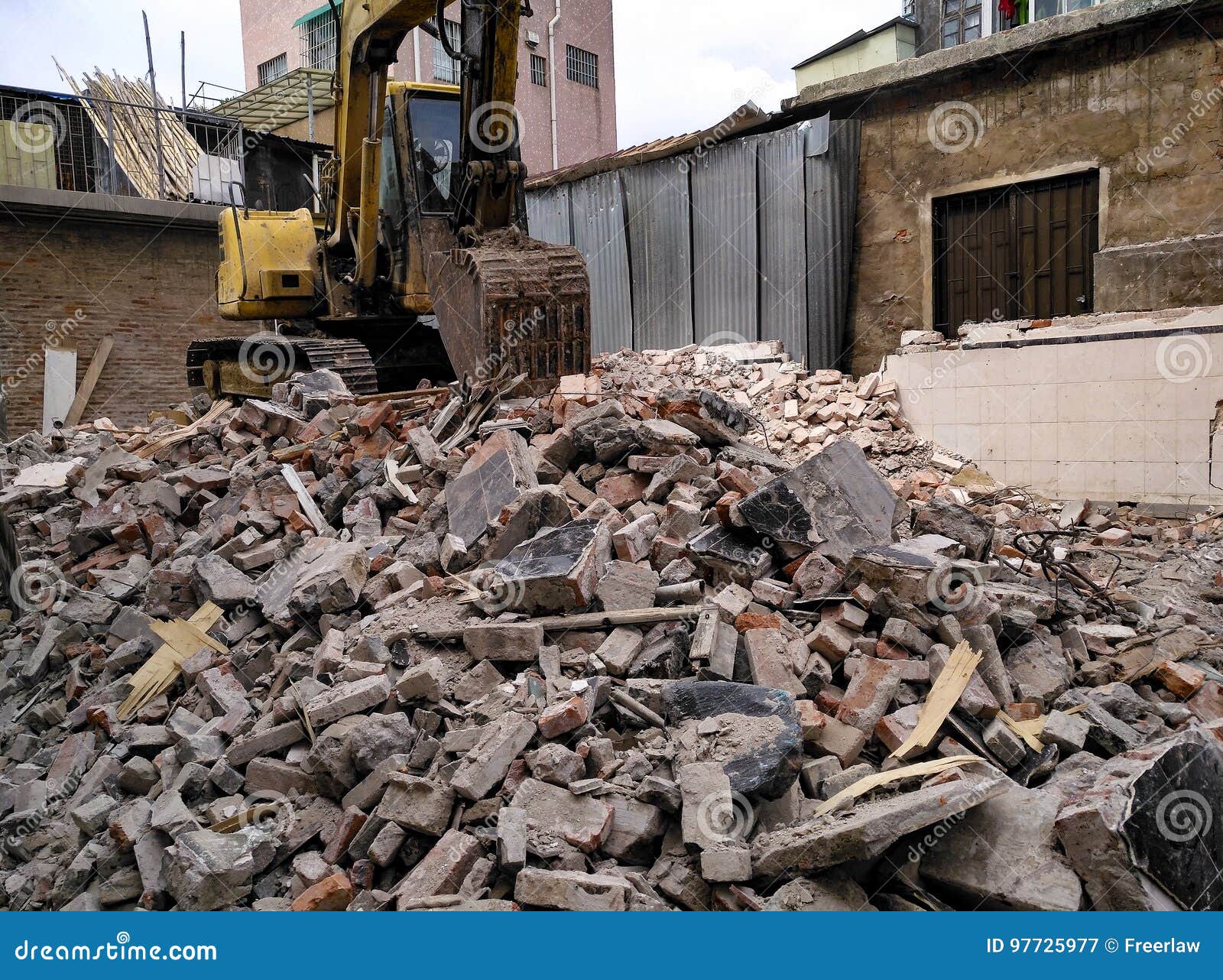 Demolished Concrete and Brick Rubble Debris Stock Image - Image of ...