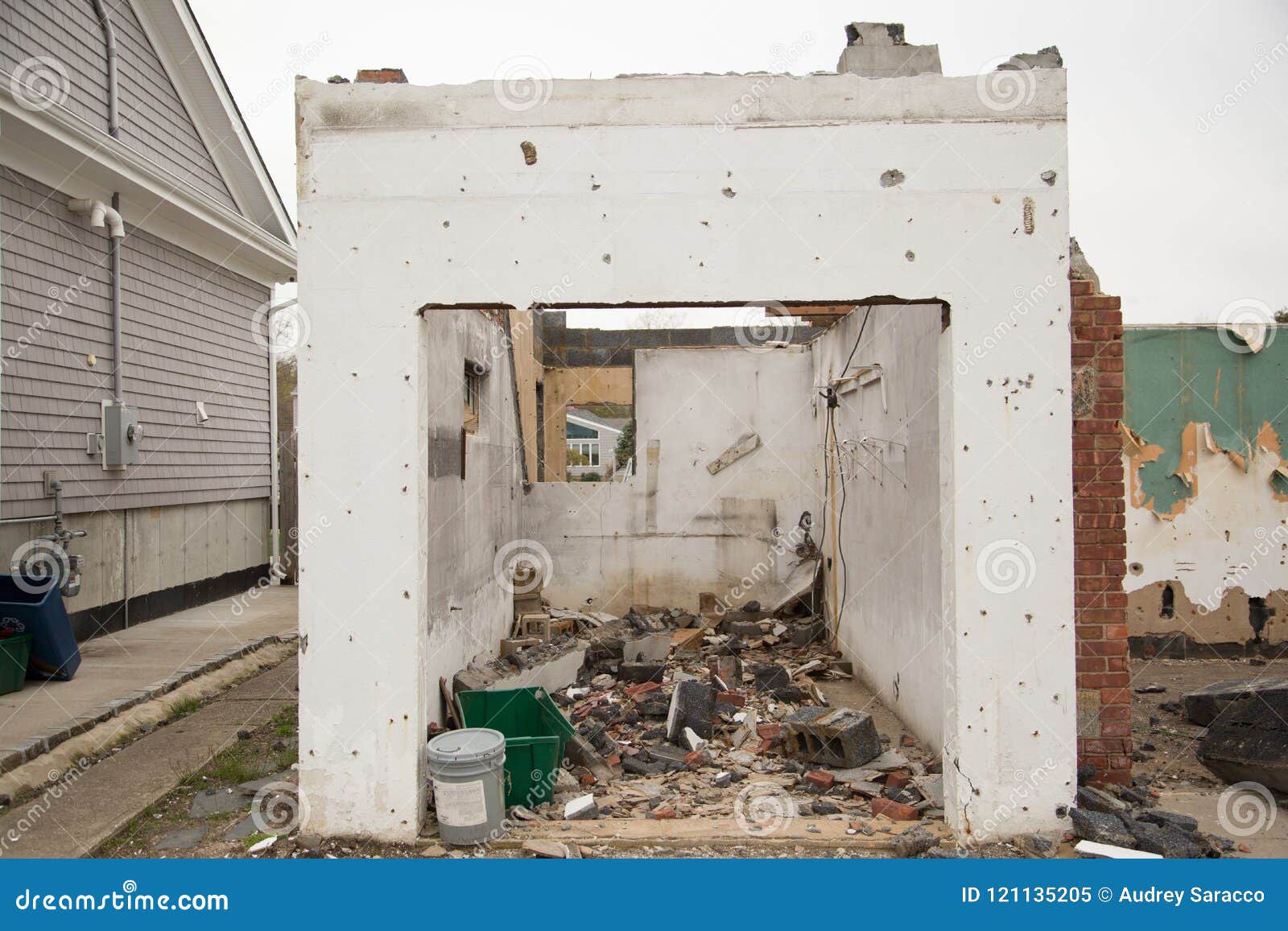 A demolished house stock image. Image of destroy, loader - 121135205