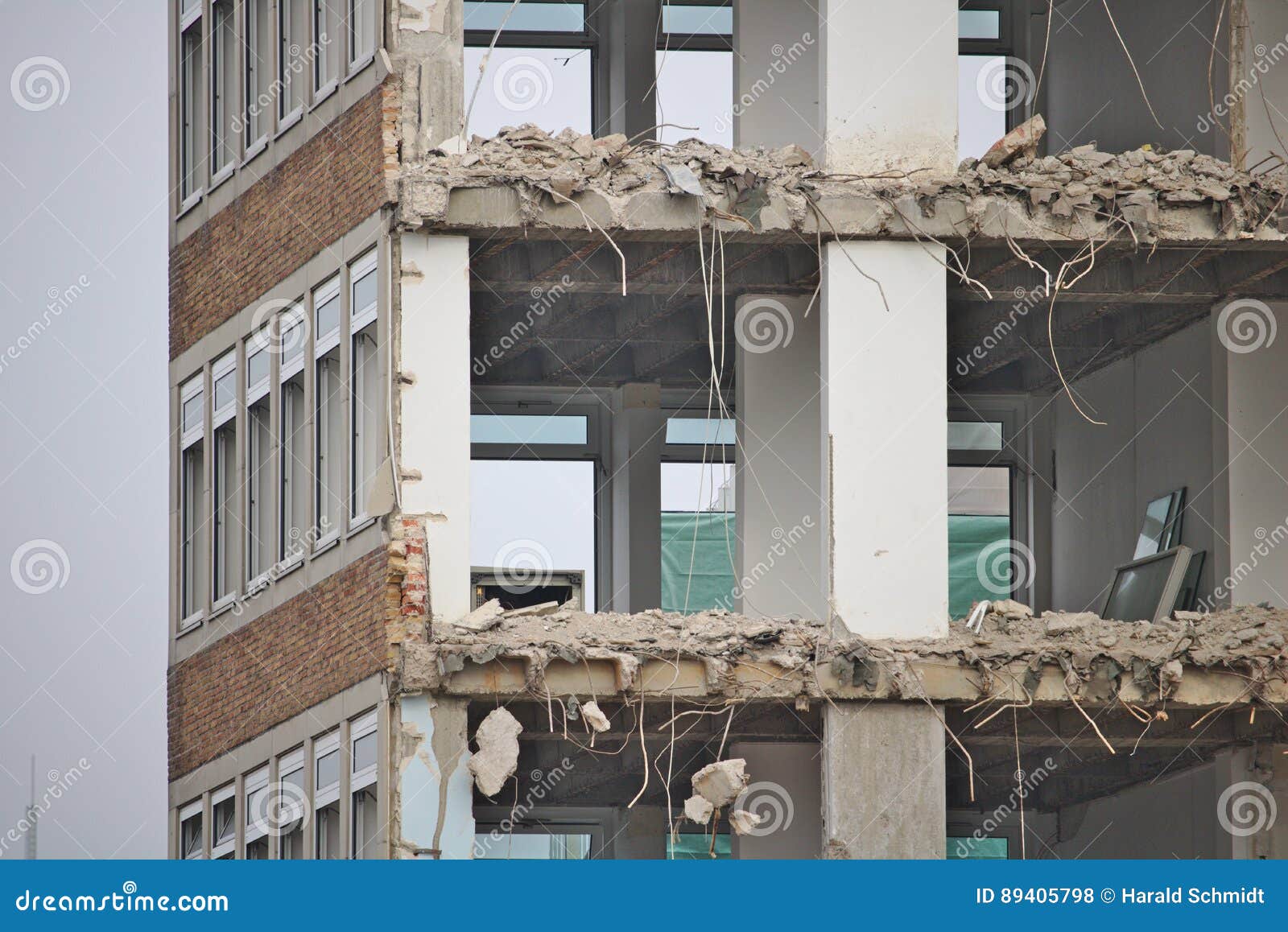 Demolished Office Building with Missing Walls Stock Photo - Image of ...