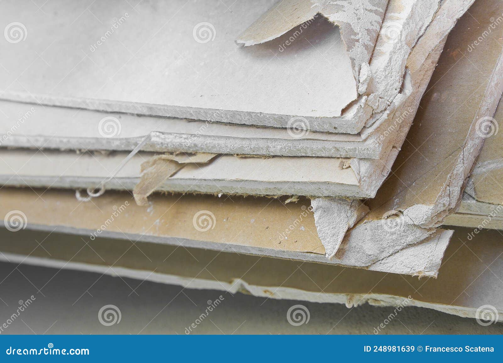 Demolished Plasterboard Wall, Made of Plaster and Cardboard, with ...