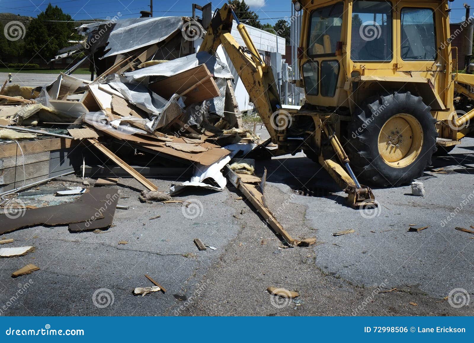 Demolishing Building Backhoe and Heavy Equipment Stock Photo - Image of ...
