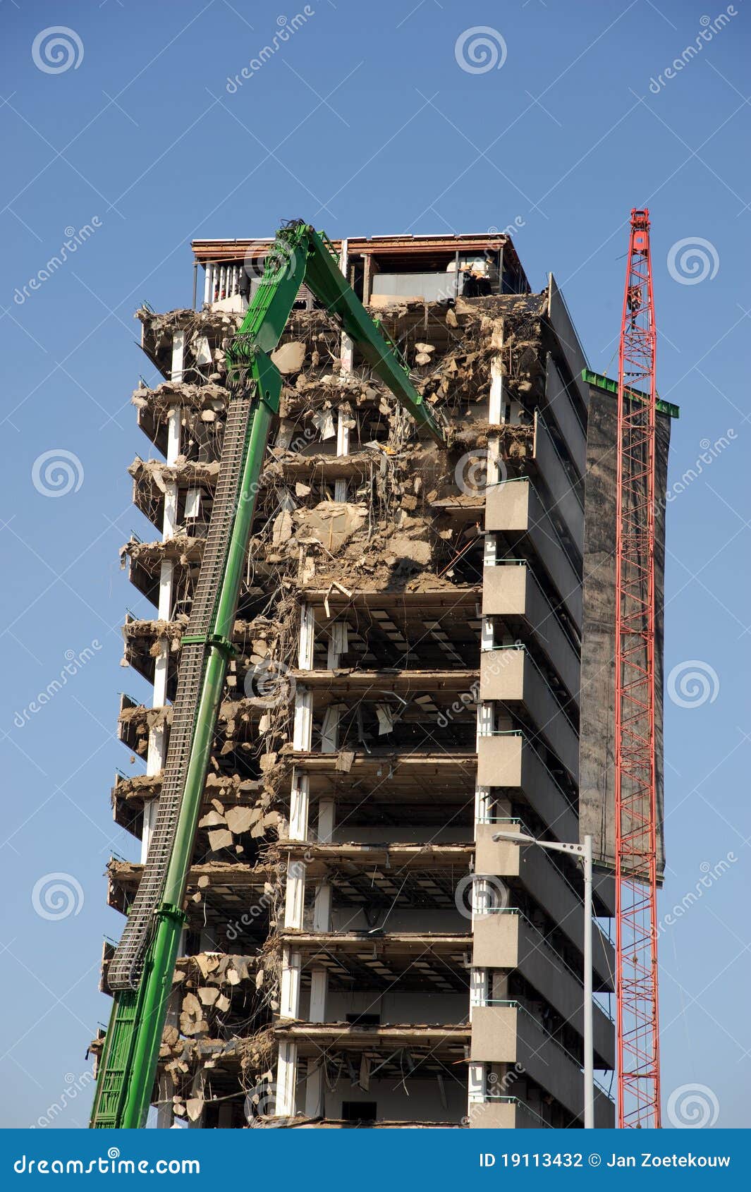 Demolishing Highrise Building Stock Photo - Image of demolition, hoist ...