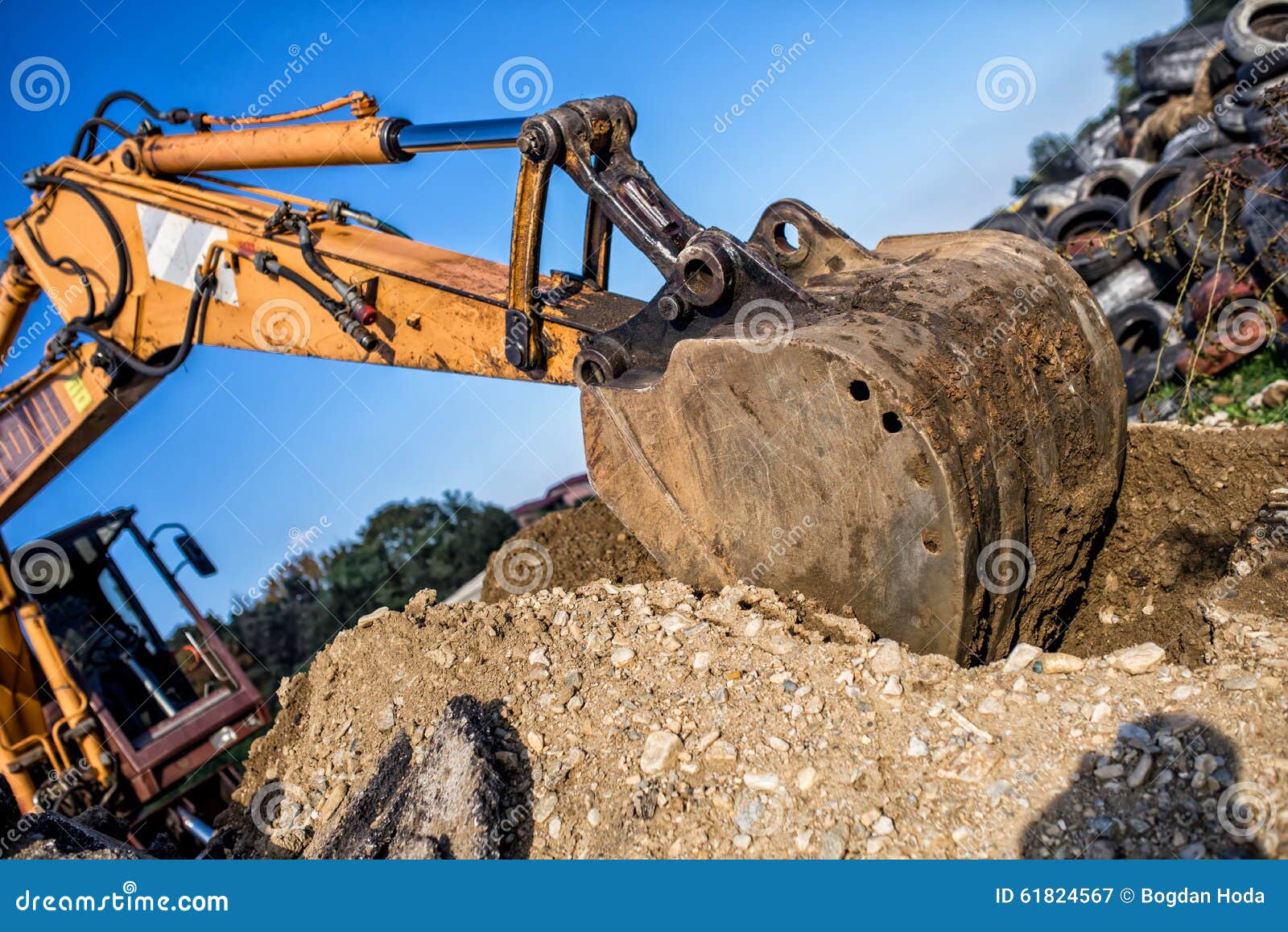 Demolishing Operations at Industrial Construction Site. Worker Using ...