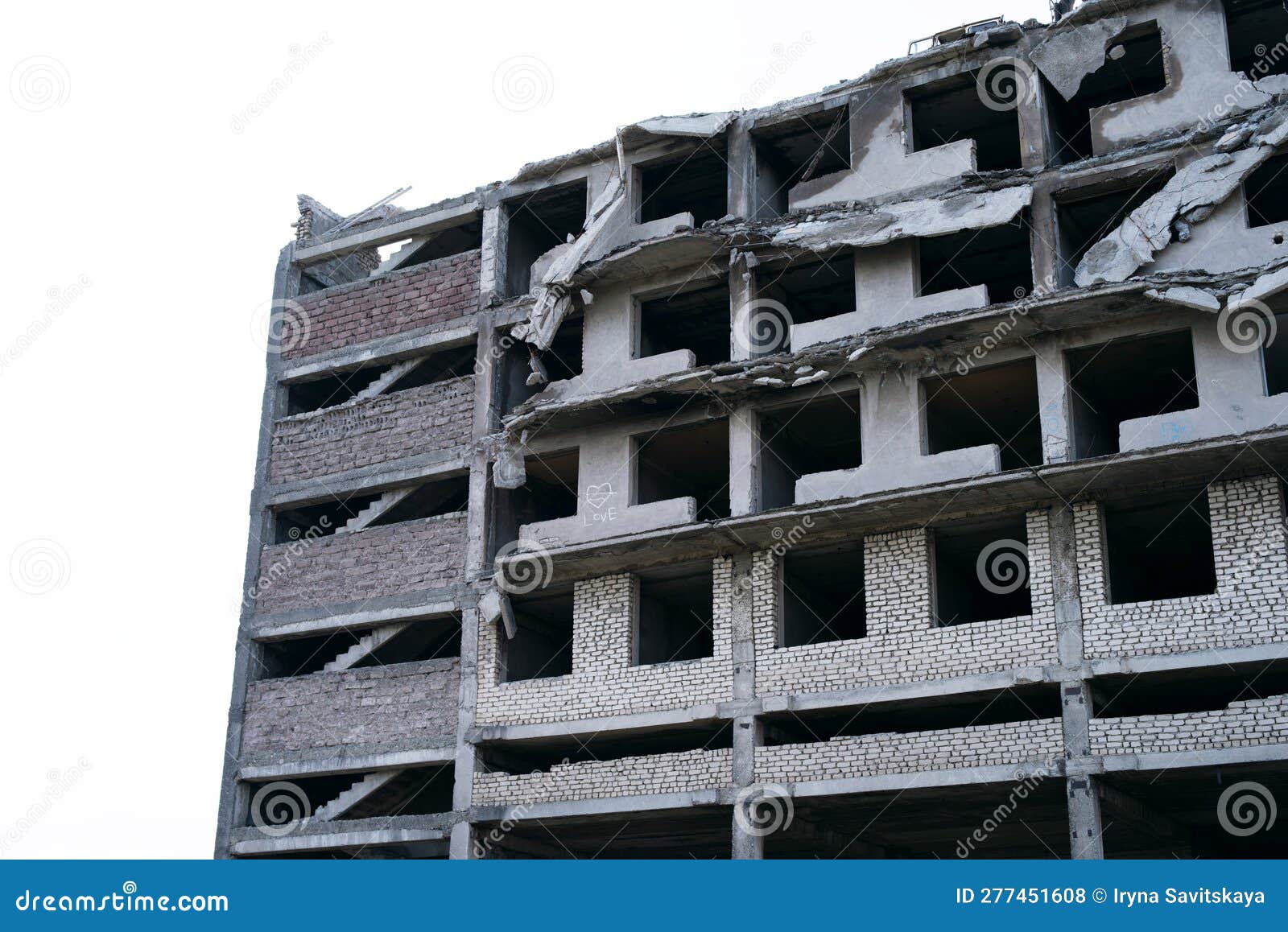 Demolition of an Apartment Building. Destroyed Multi-storey Building ...