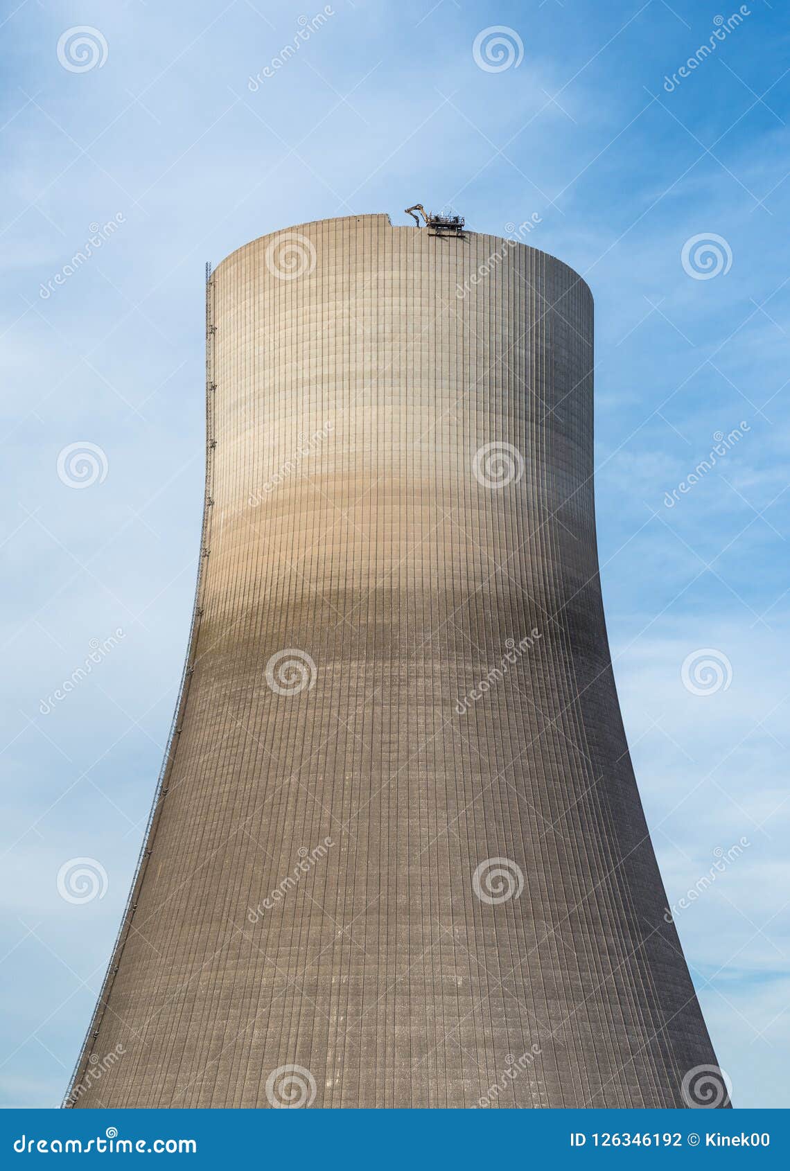 Demolition of the Atomic Chimney. Remote Controlled Excavator with ...