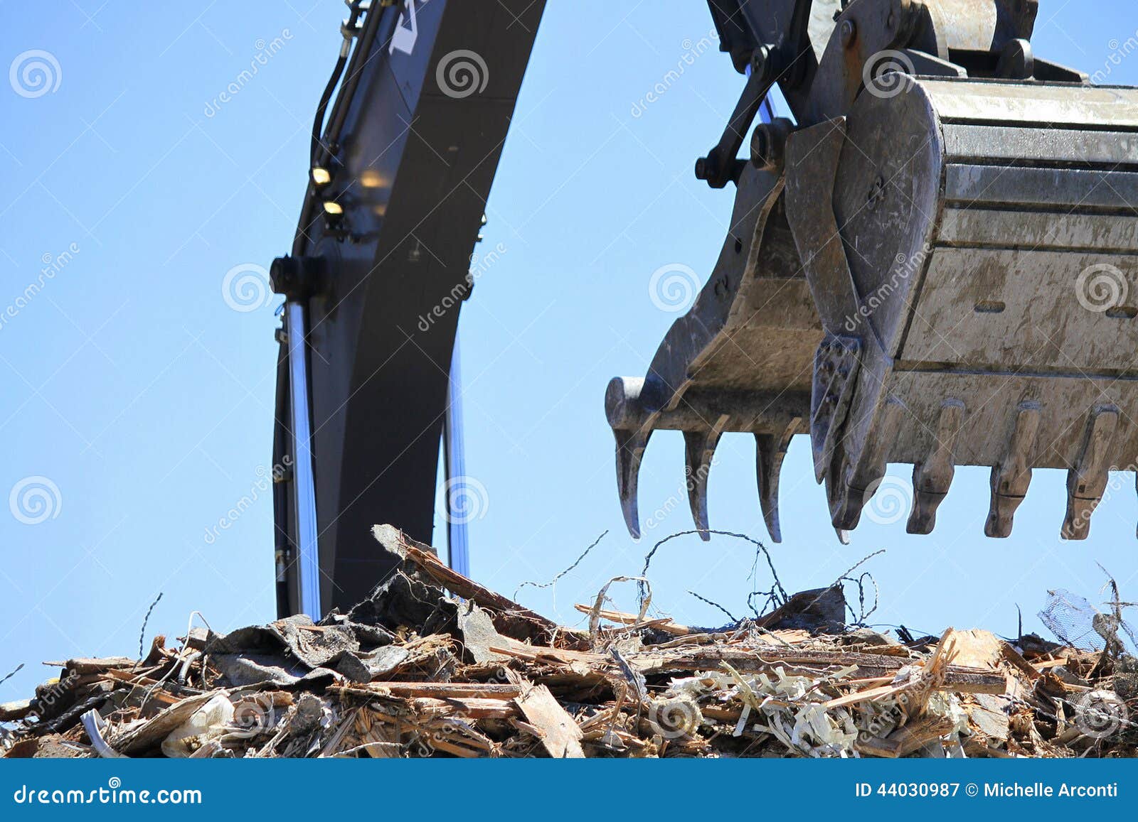 Demolition with Backhoe Loader Stock Image - Image of material, loader ...
