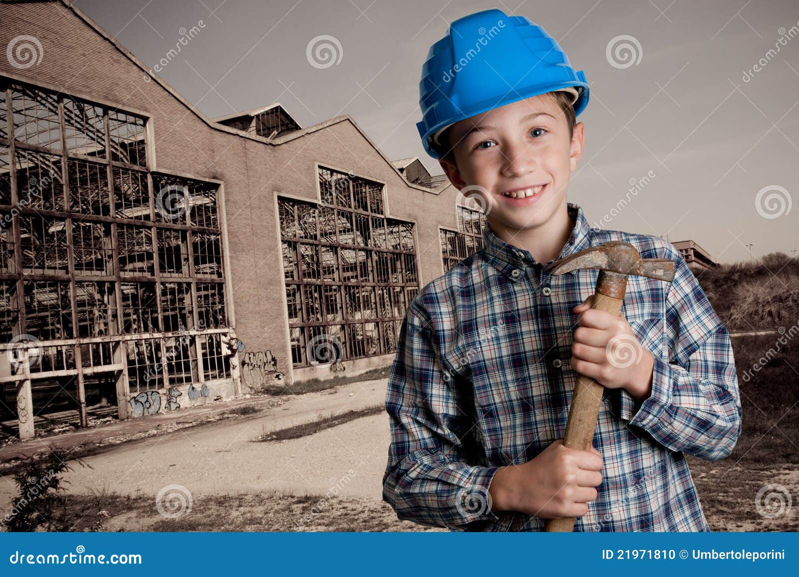Demolition boy stock photo. Image of child, safety, house - 21971810