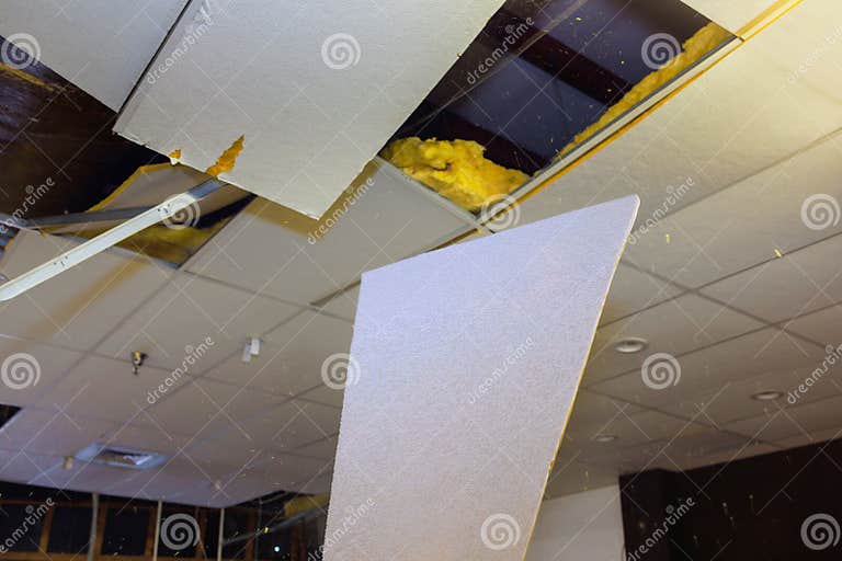Demolition with Broken Internal Ceilings Interior Building Renovation ...