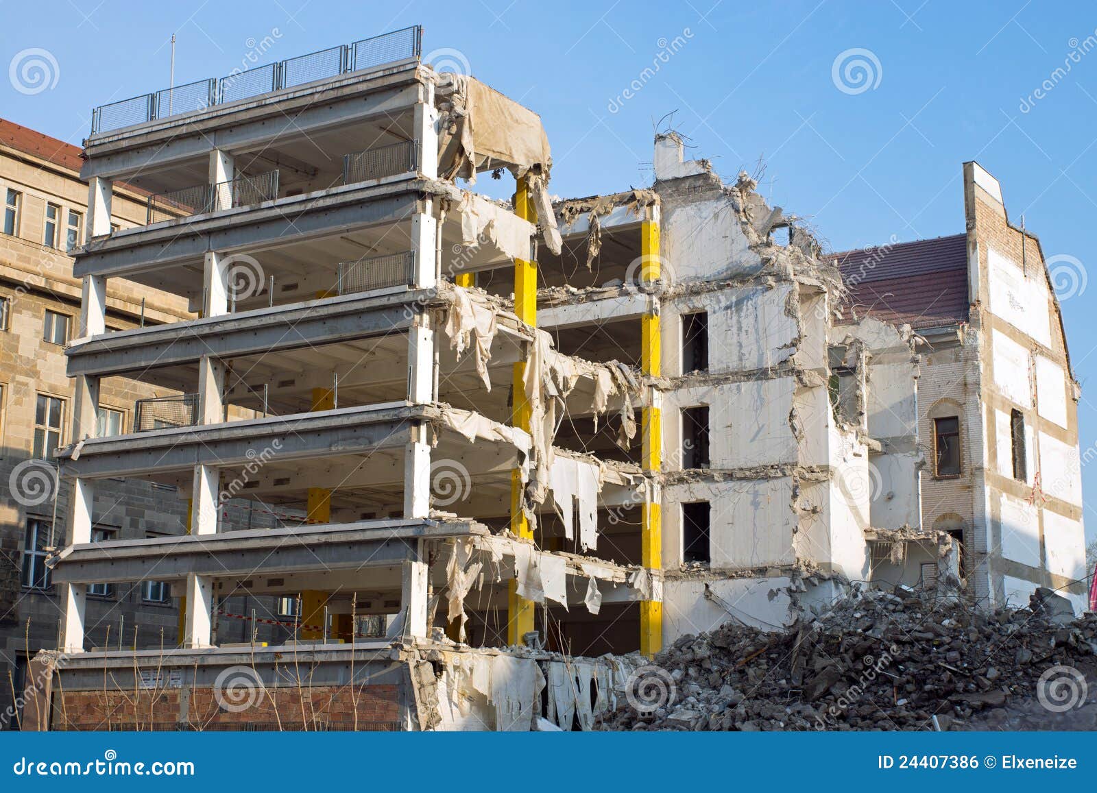 Demolition of a building stock photo. Image of disaster - 24407386