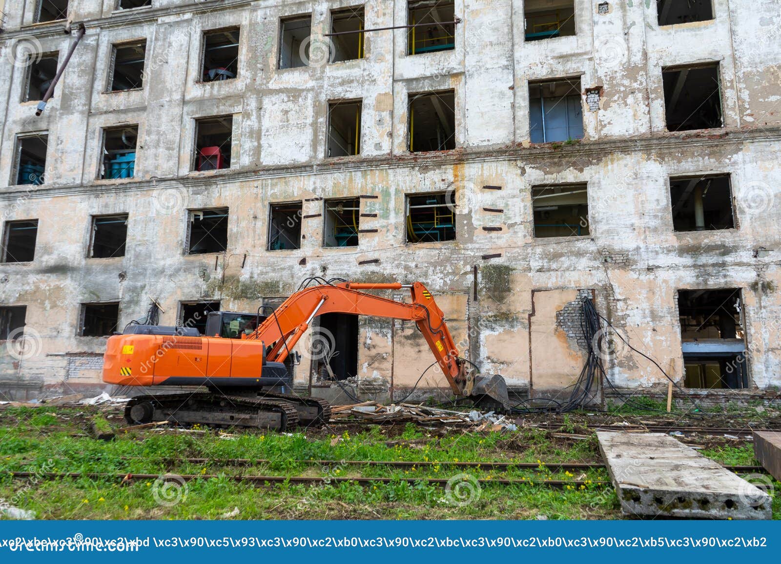 Demolition Building Excavator Demolition of the Building Stock Image ...