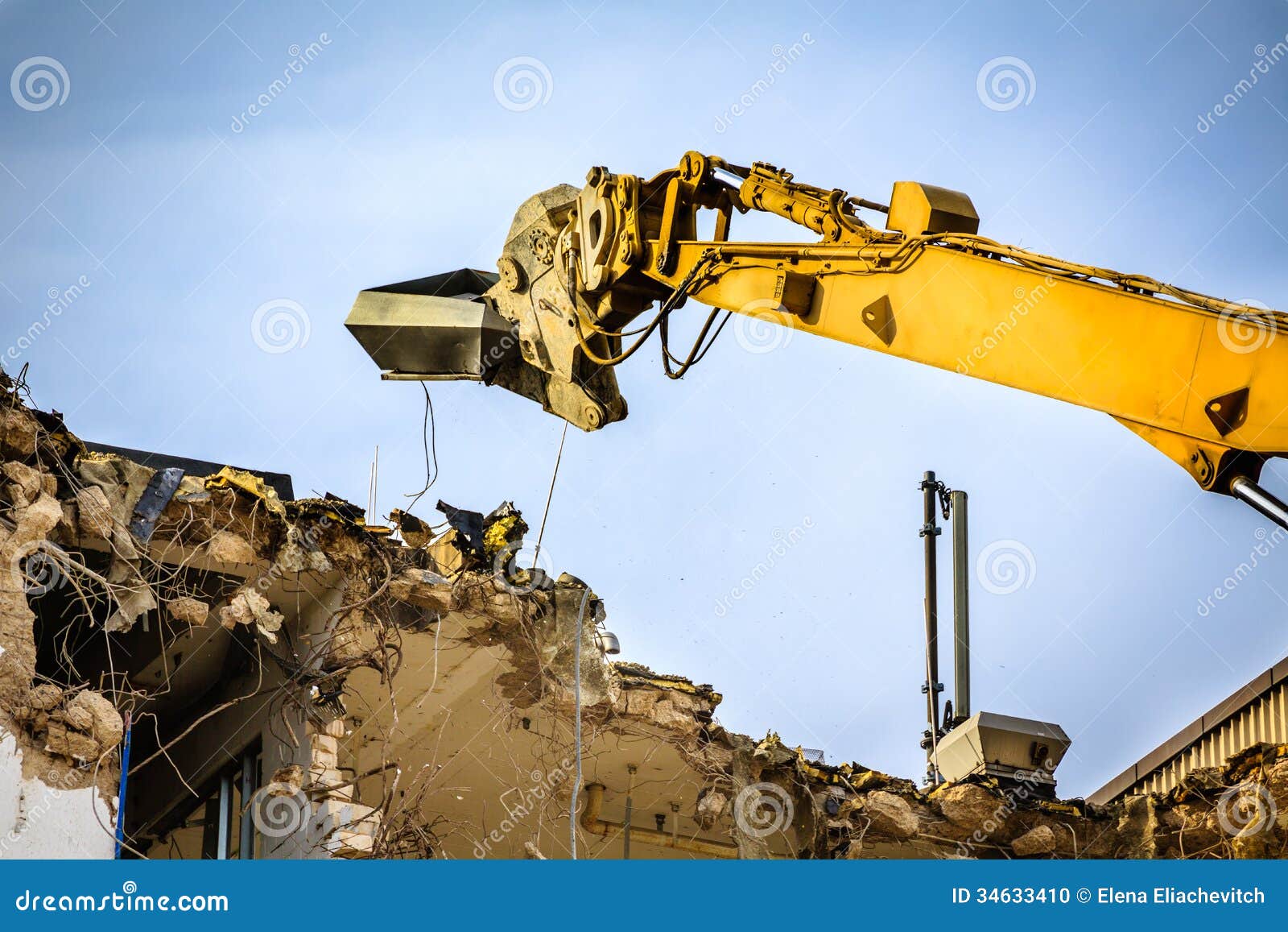 Demolition of a Building with Excavators Stock Photo - Image of damage ...