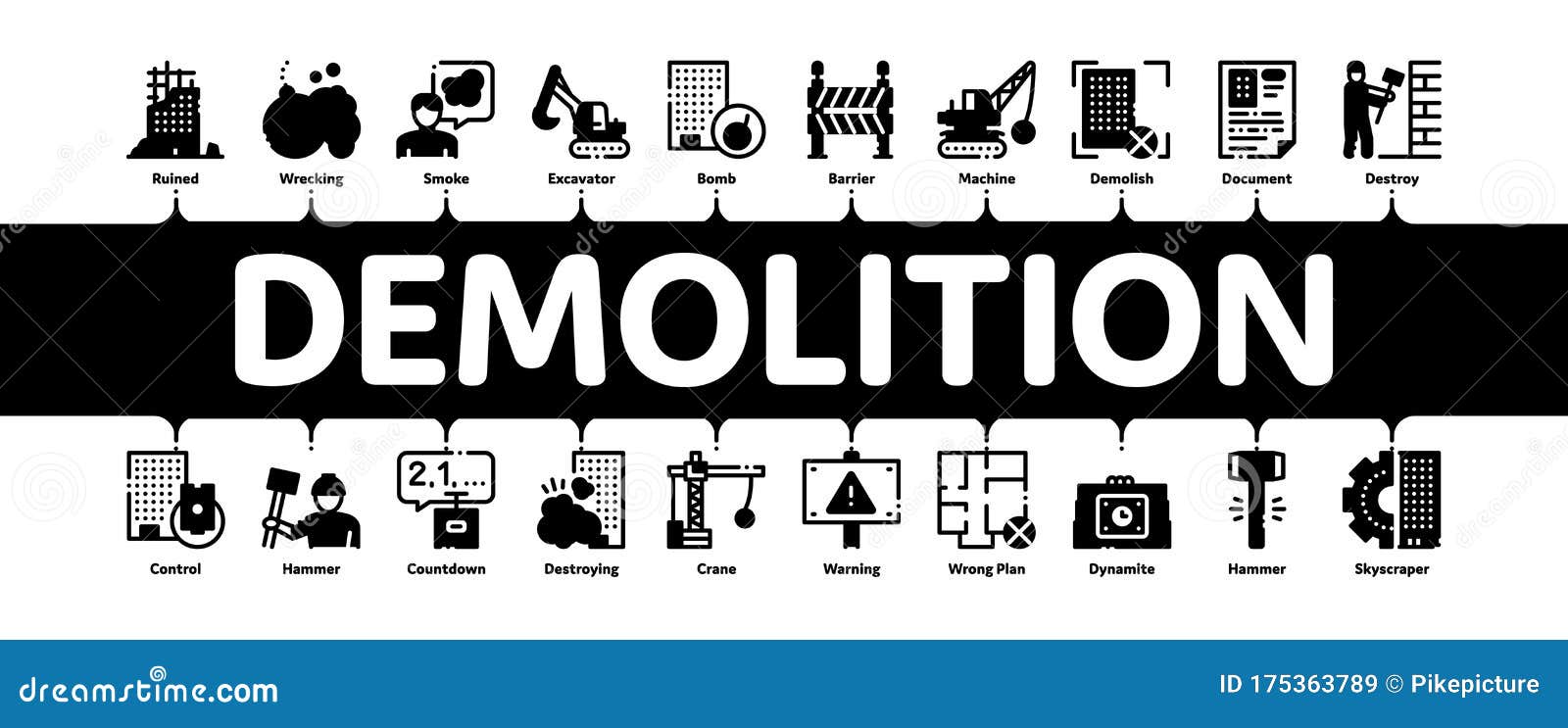 Demolition Building Minimal Infographic Banner Vector Stock Vector ...