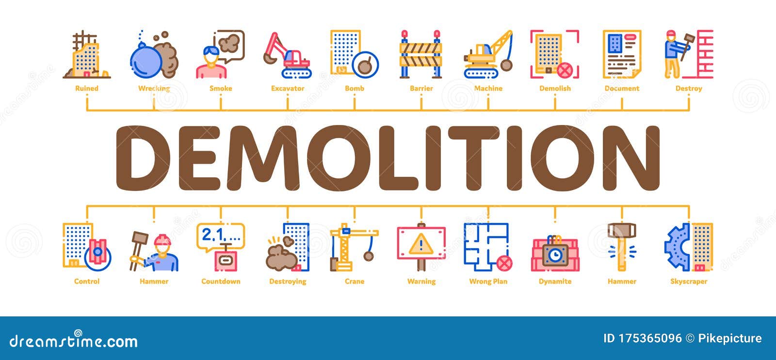 Demolition Building Minimal Infographic Banner Vector Stock Vector ...