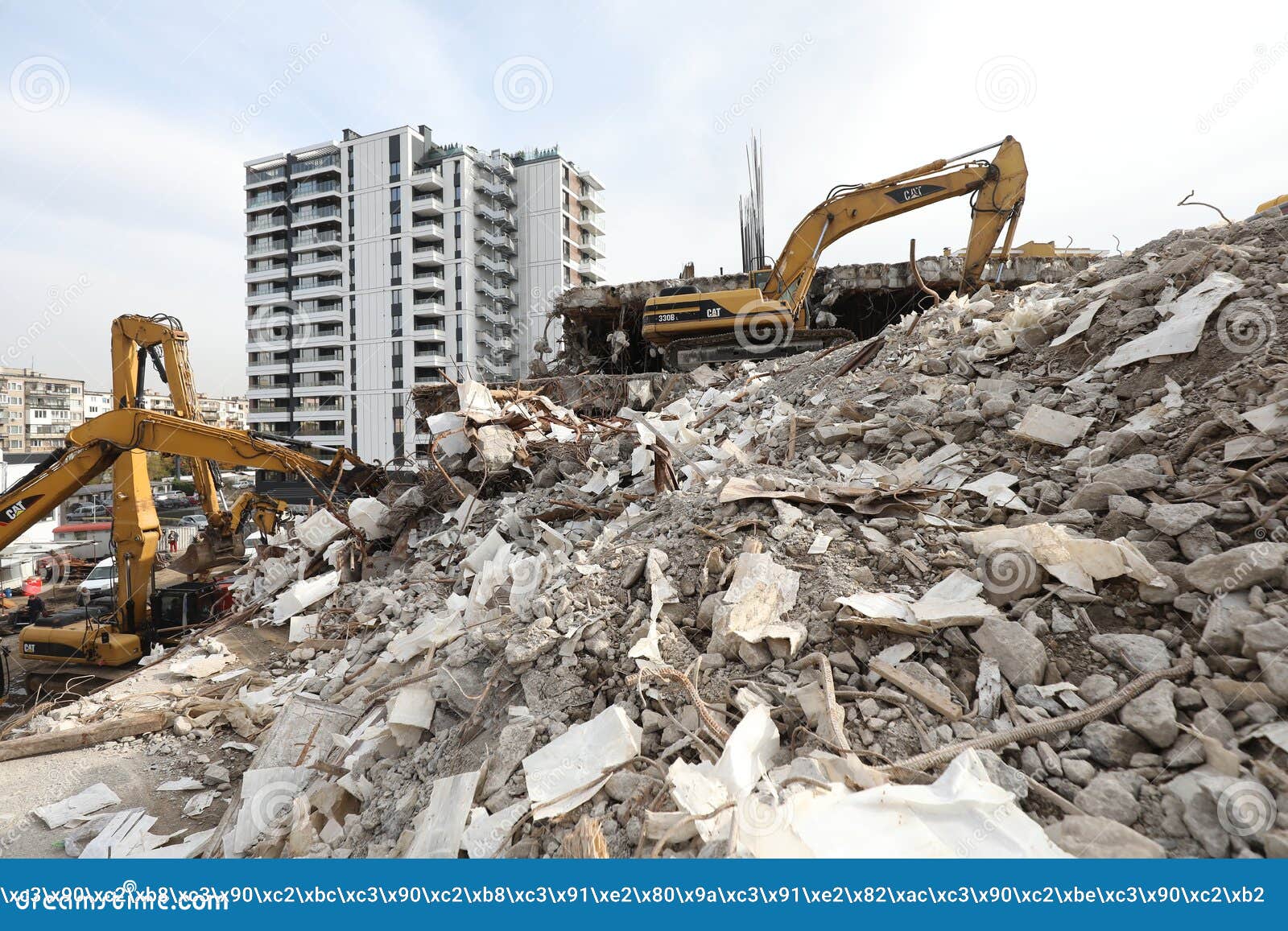 Demolition Of A Building With The Aid Of A Crane With Gripper, And ...