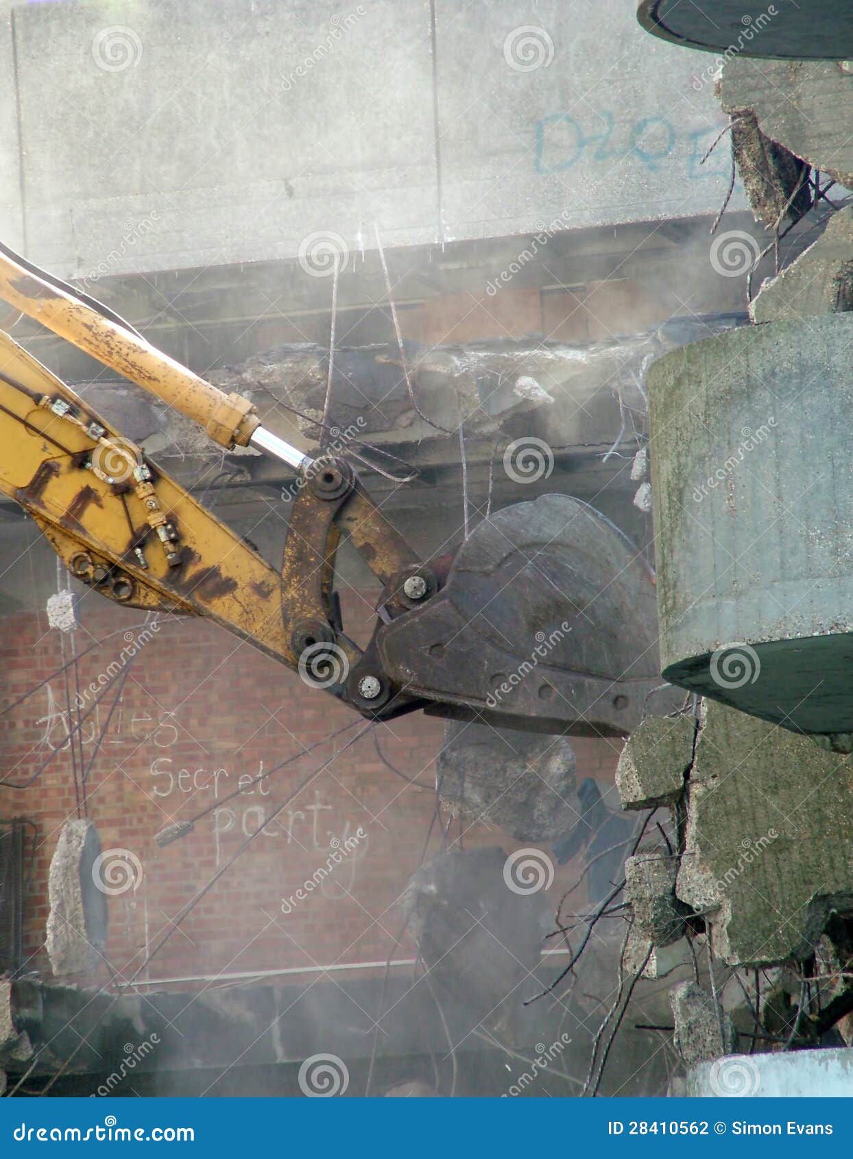 Demolition of Concrete Using a Digger Stock Photo - Image of building ...