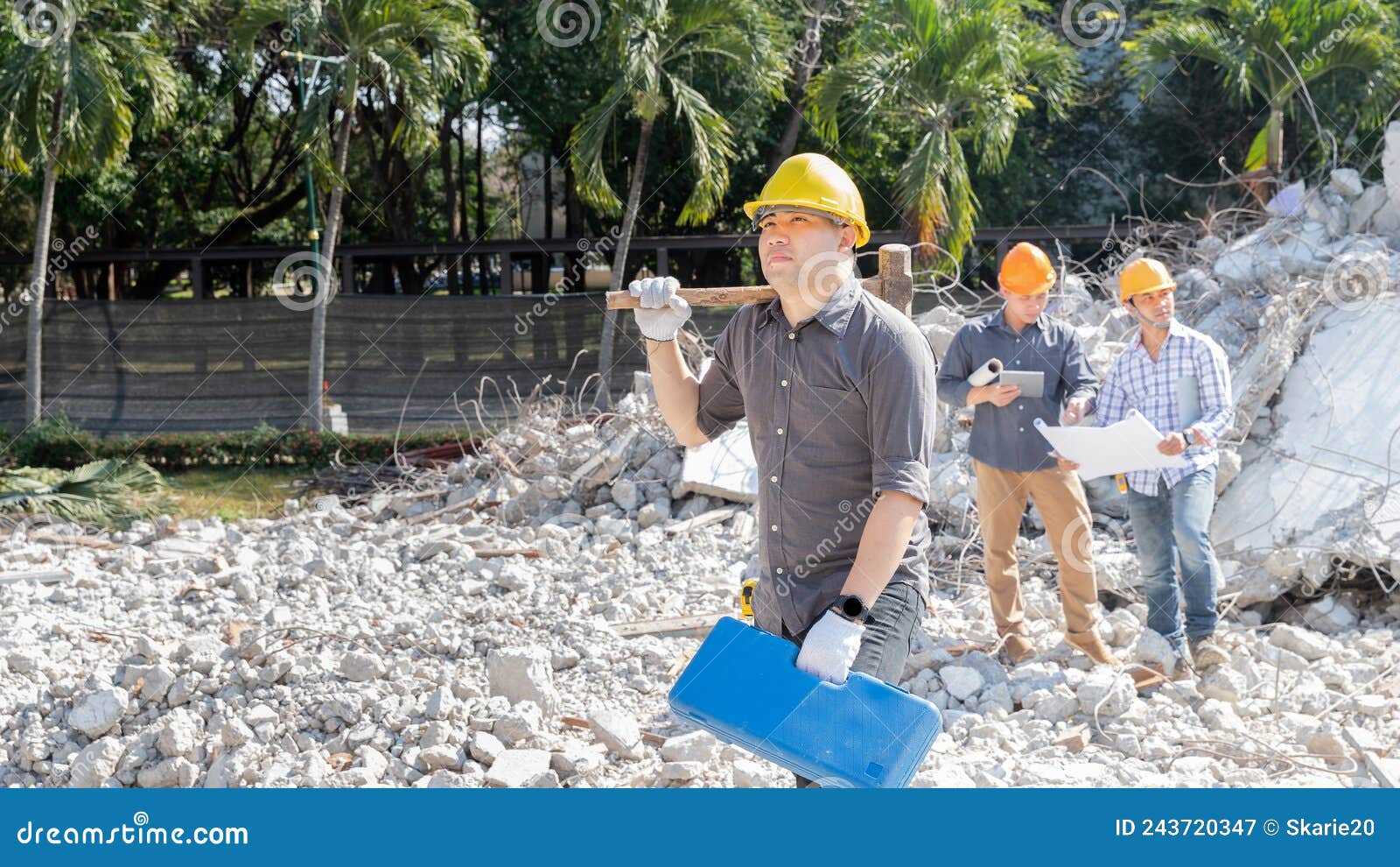 Demolition Control Supervisor and Contractor on Demolish Building ...
