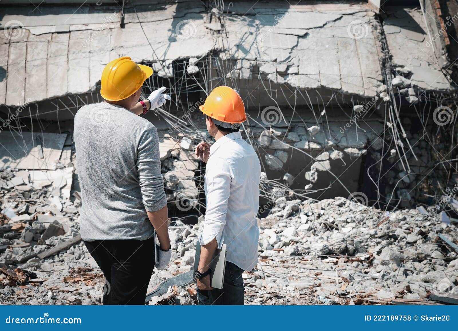 Demolition Control Supervisor and Contractor Discussing on Demolish ...