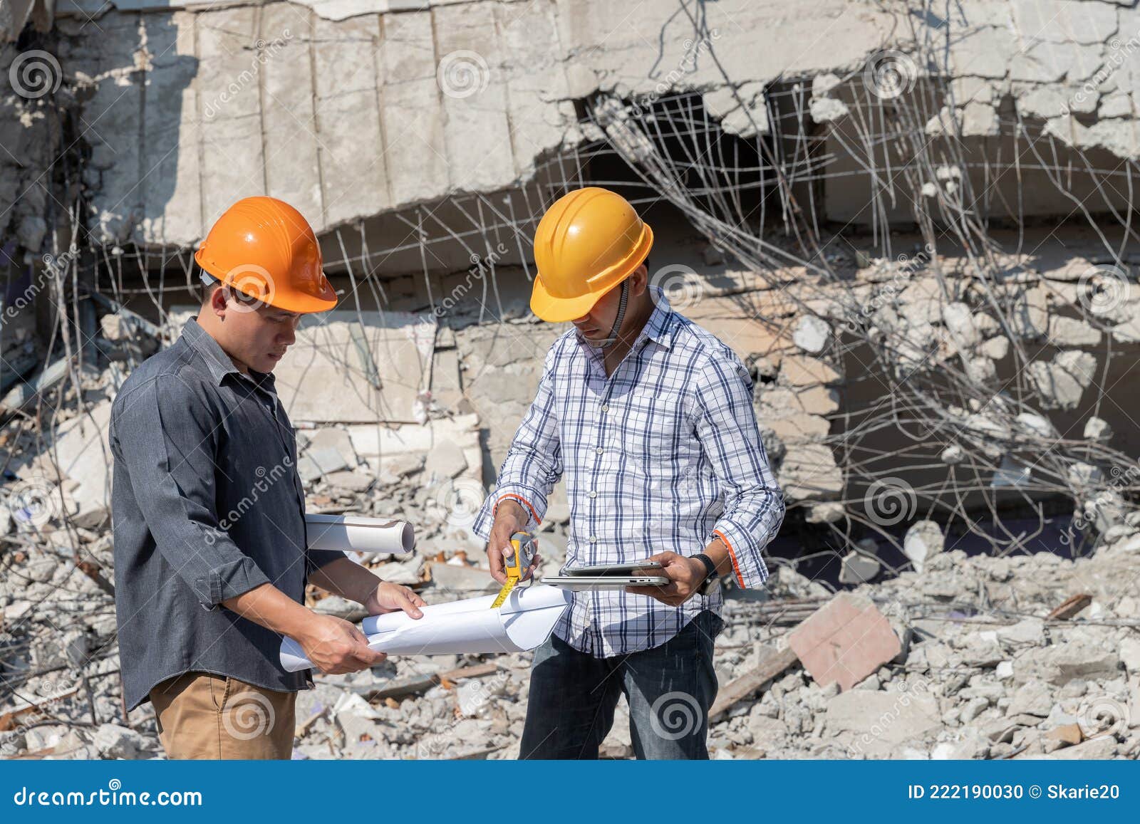 Demolition Control Supervisor and Contractor Discussing on Demolish ...