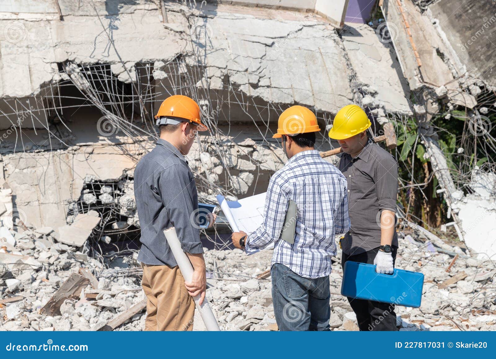 Demolition Control Supervisor and Contractor Discussing on Demolish ...